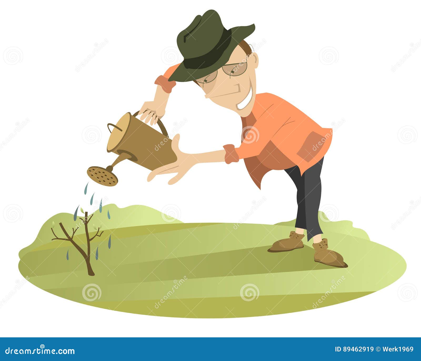 Smiling Man Watering a Tree Stock Vector - Illustration of plant ...