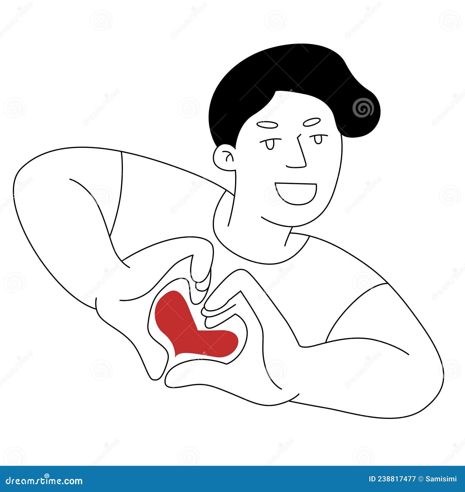 Smiling Man Wiht Heart Vector Illustration Stock Vector - Illustration ...