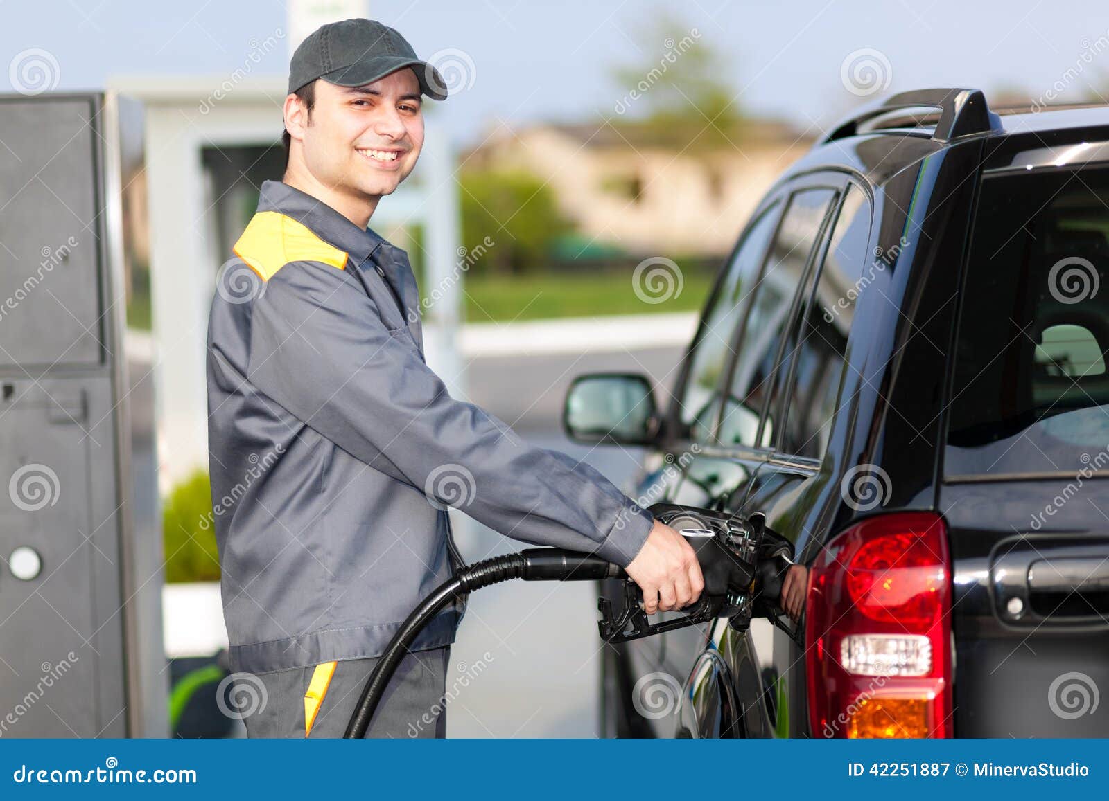 Smiling Man at Work at a Gas Station Stock Image - Image of price ...