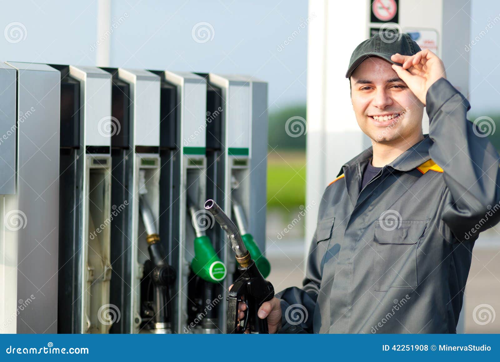 Smiling Man at Work at a Gas Station Stock Photo - Image of worker ...