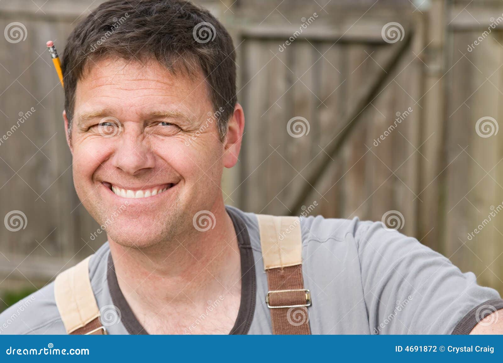 Smiling Man Worker stock photo. Image of happy, eyes, positive - 4691872