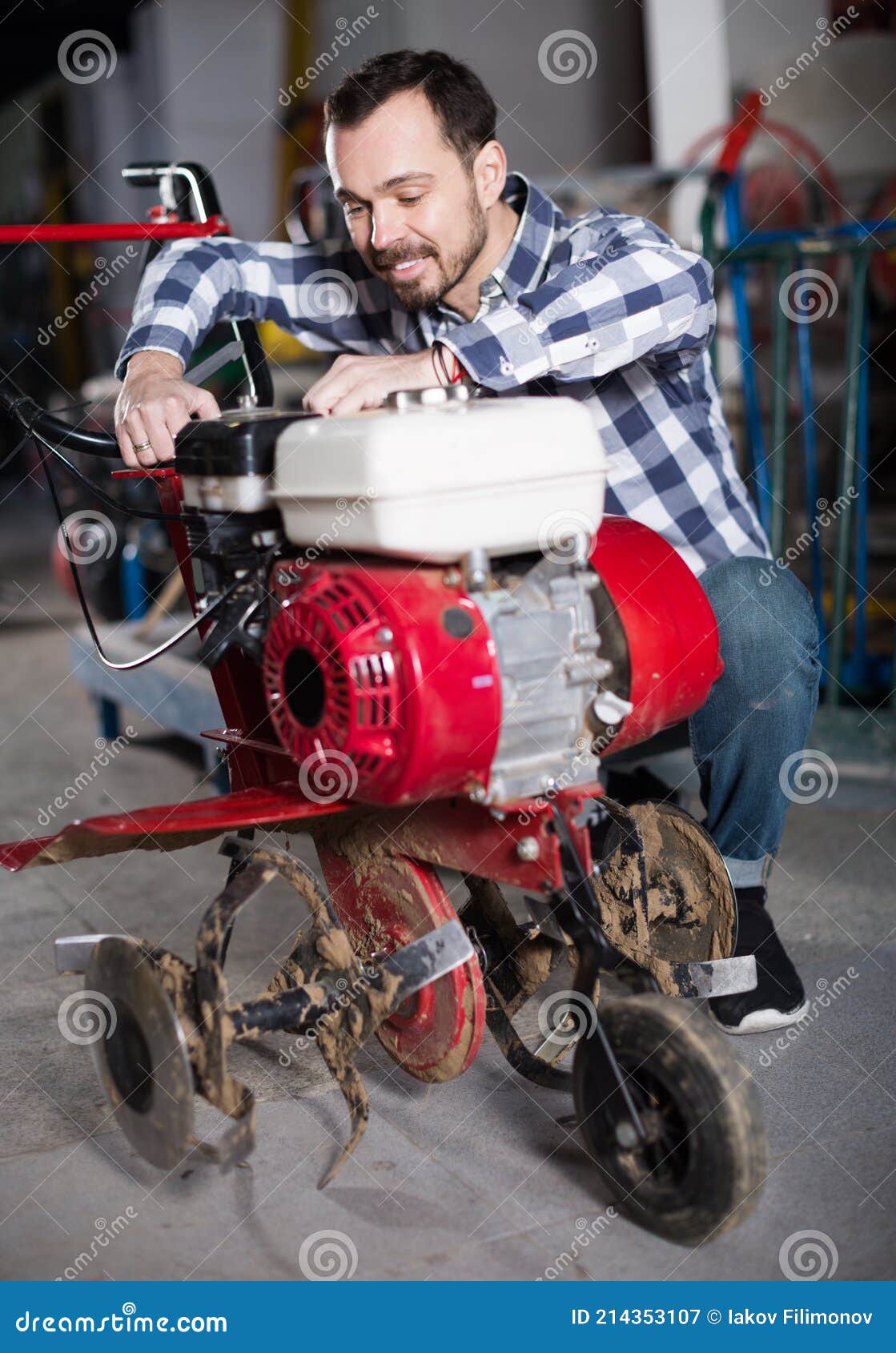 Worker Practicing His Skills and Using Plough at Workplace Stock Image ...
