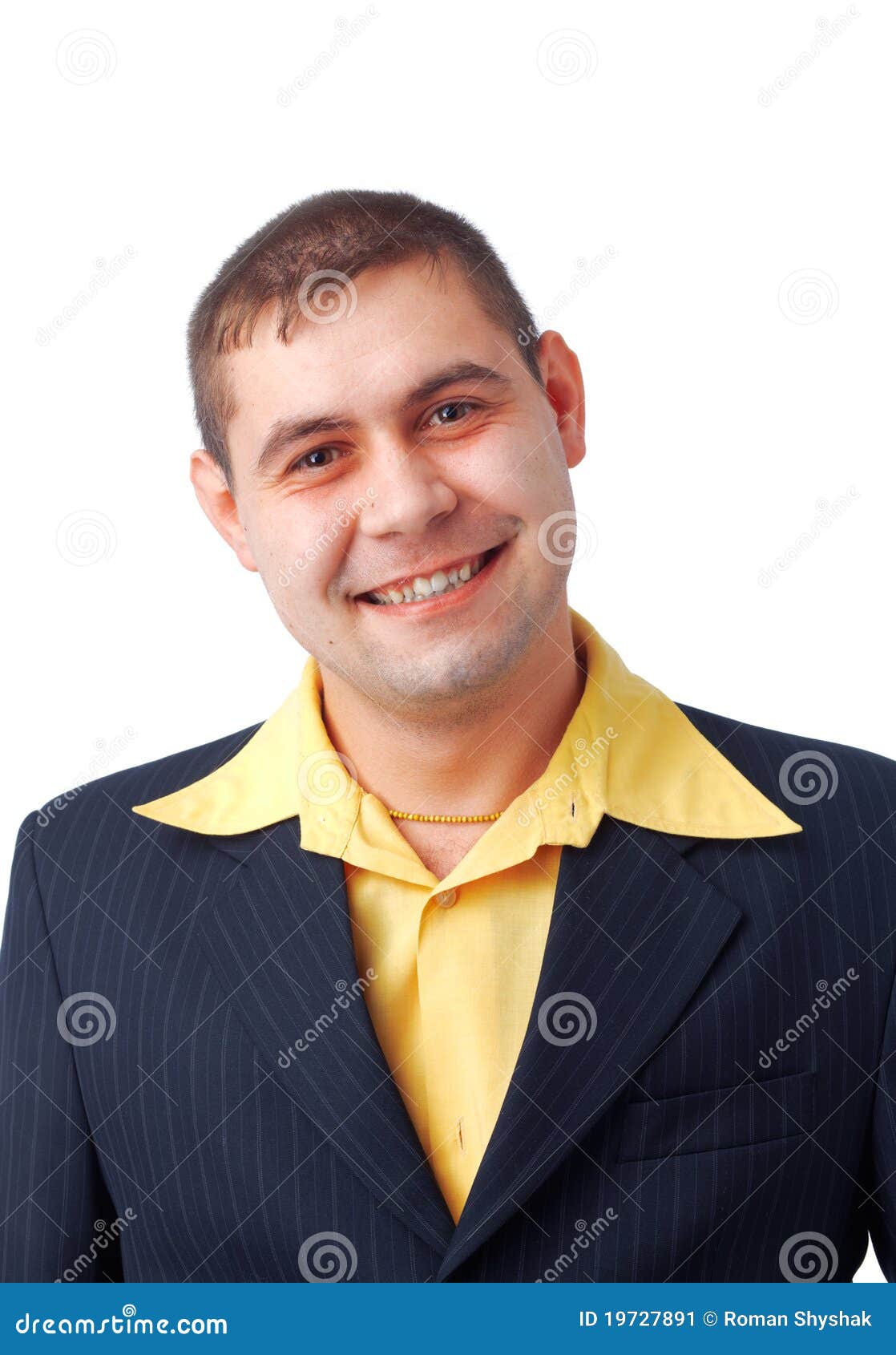 Smiling Man in Yellow Shirt. Stock Image - Image of businessman ...