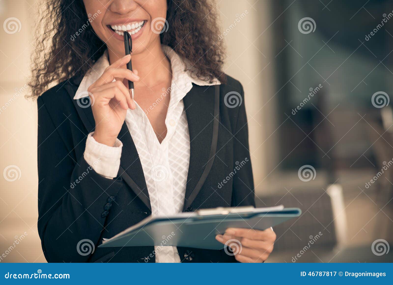 Smiling manager stock image. Image of folder, inspect - 46787817