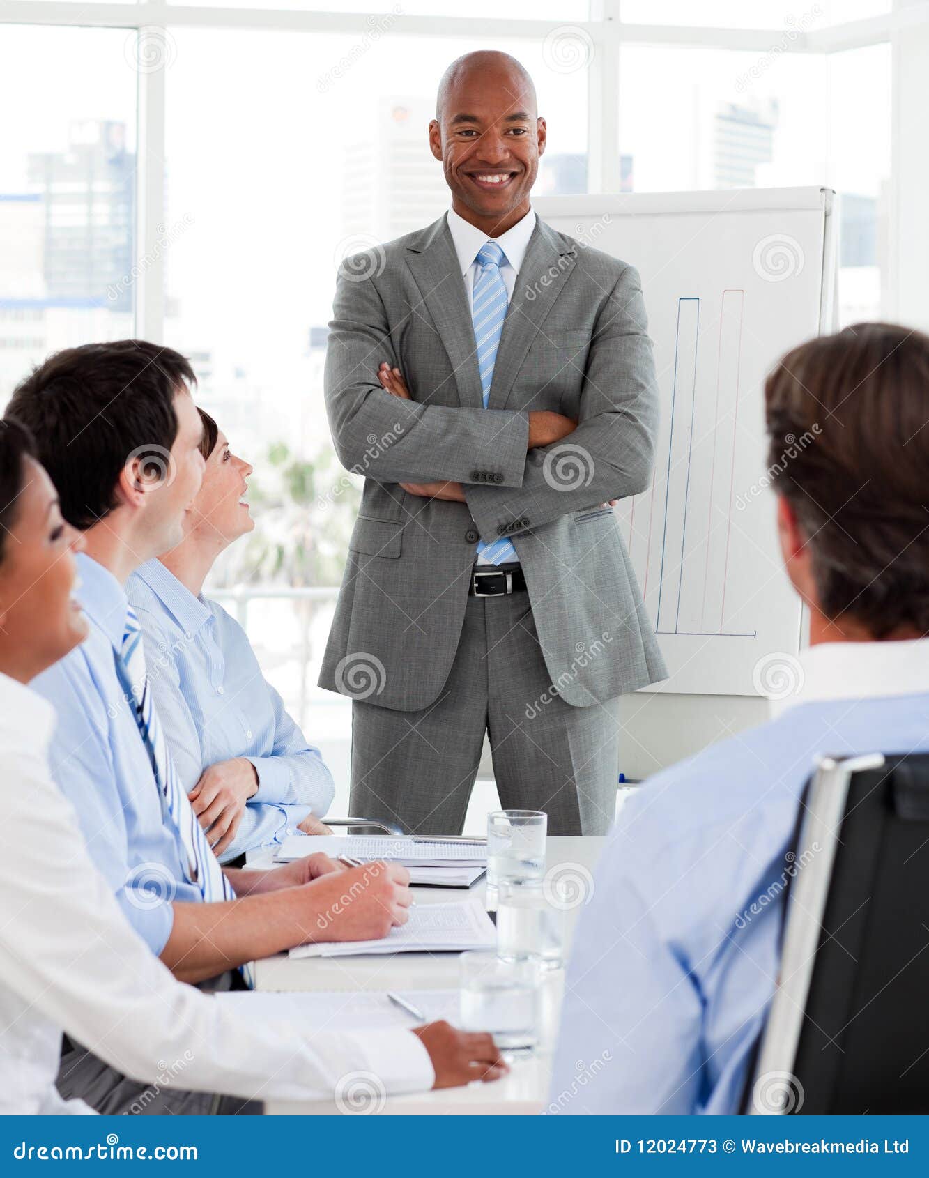 Smiling Manager Doing a Presentation Stock Image - Image of business ...