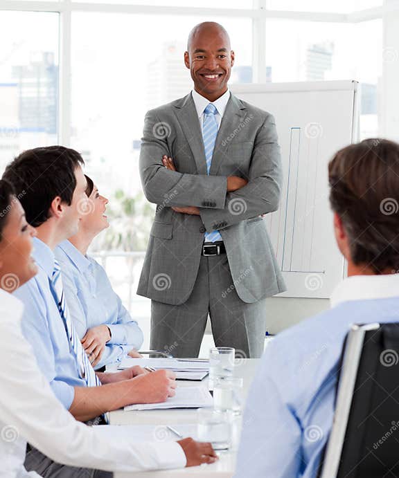 Smiling Manager Doing a Presentation Stock Image - Image of business ...