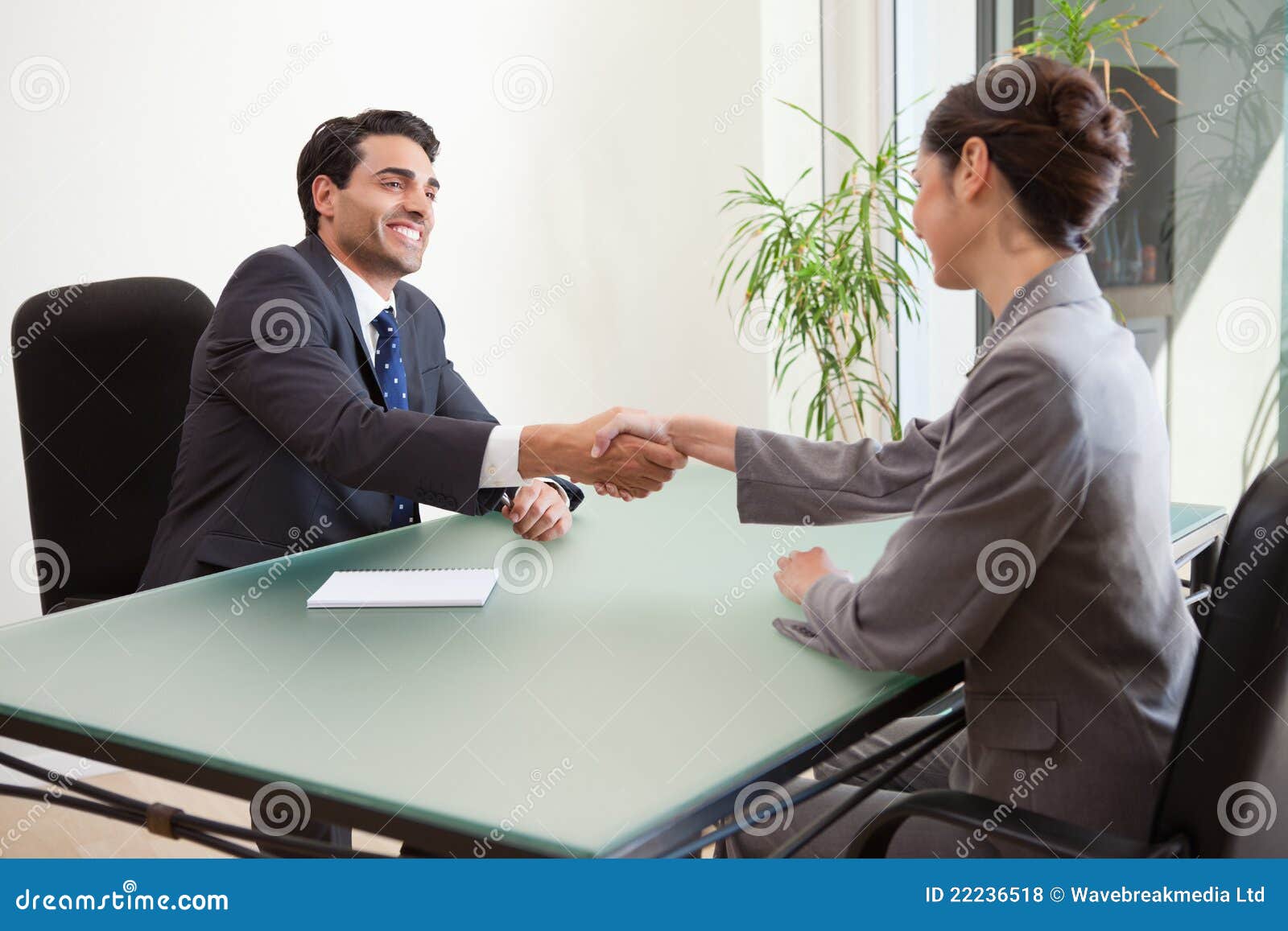 Smiling Manager Interviewing a Good Looking Applicant Stock Photo ...