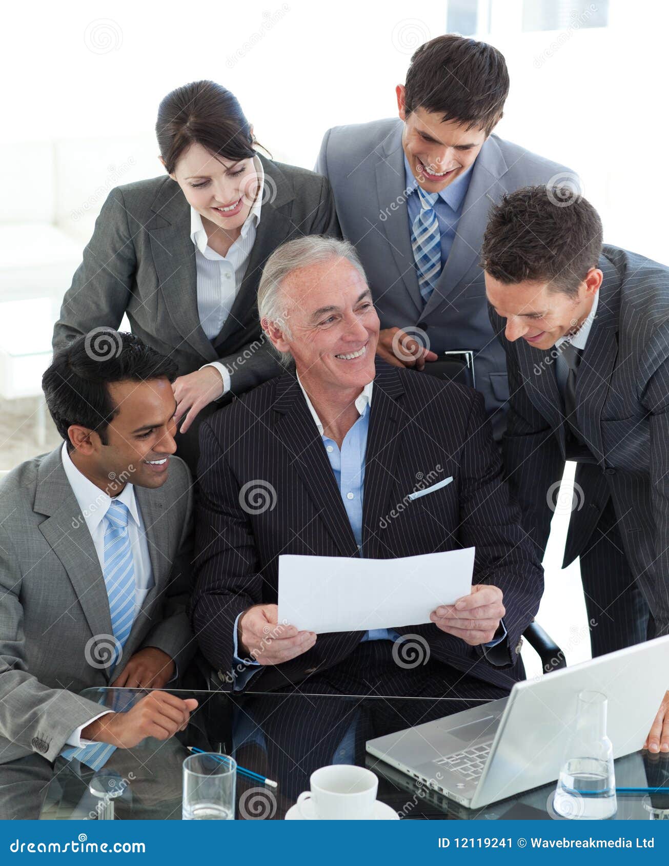 Smiling Manager Pointing At A Contract Stock Image Image Of