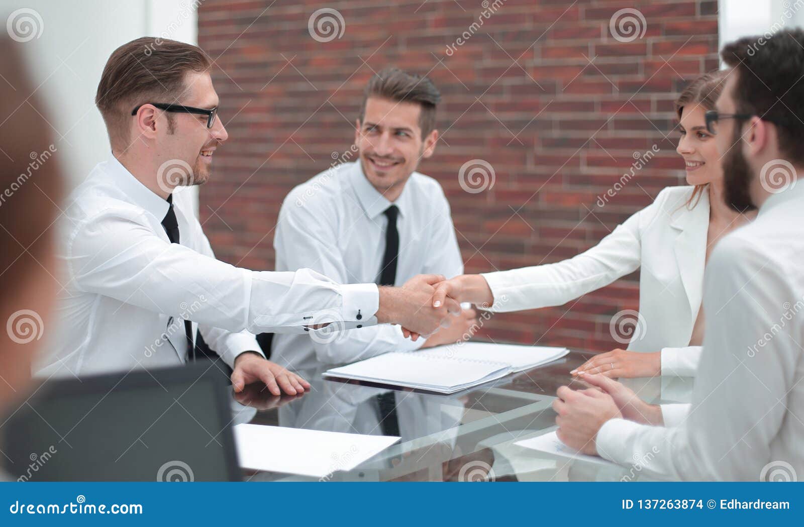 Smiling Manager Shaking Hands with Customer Stock Photo - Image of hand ...