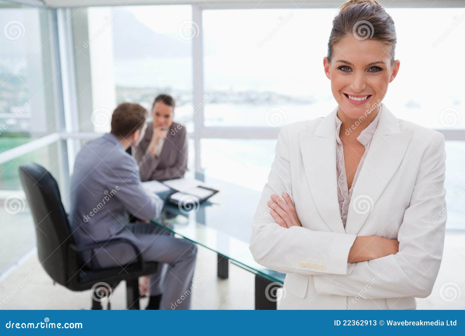 Smiling Manager Standing in Conference Room Stock Image - Image of ...