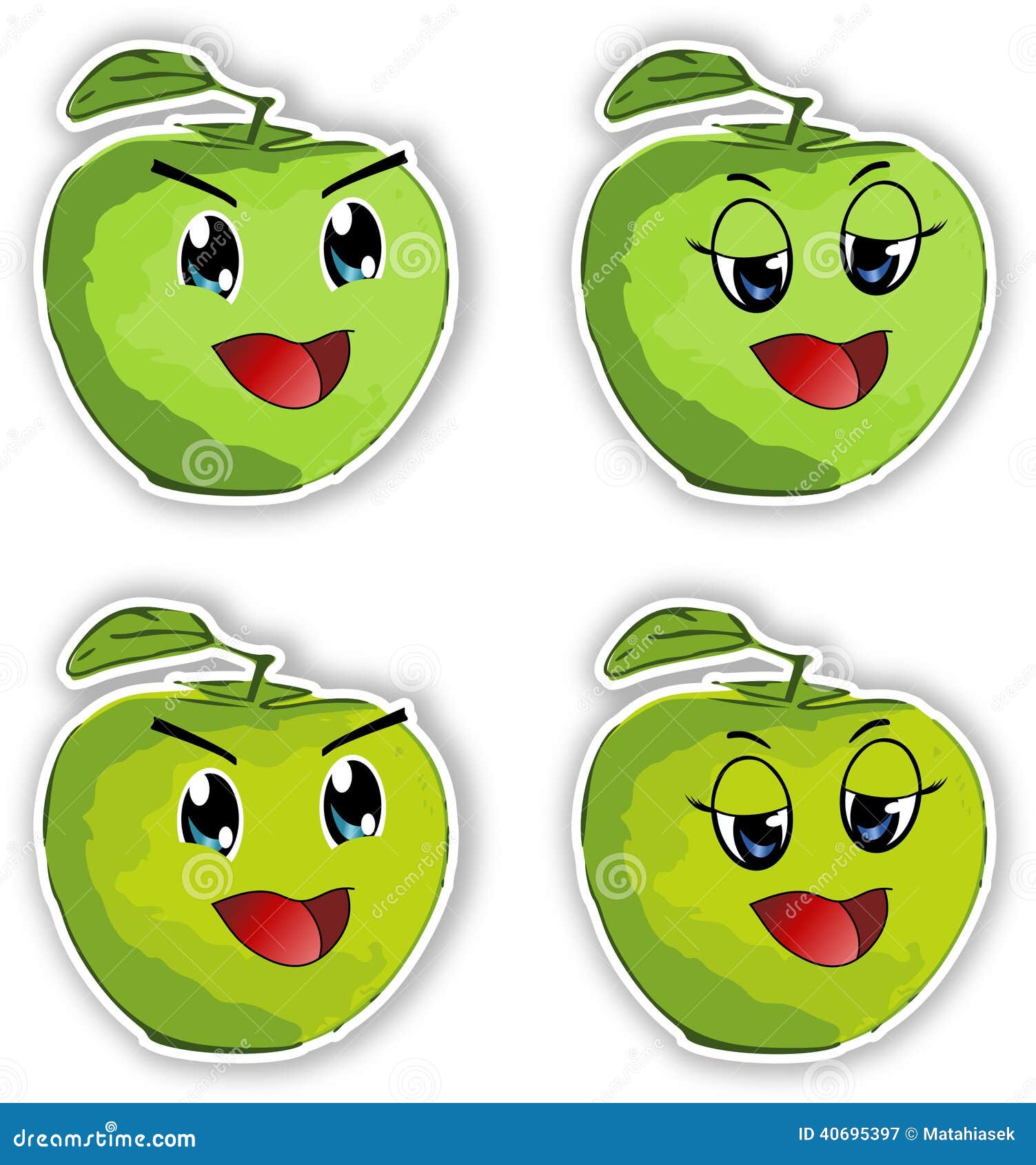 Smiling Manga Style Apples-sticker Stock Illustration - Illustration of ...