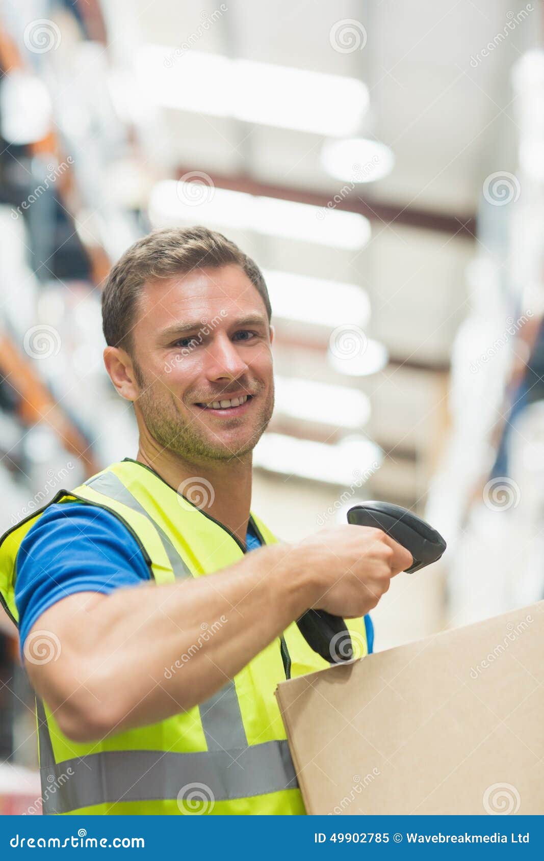 Smiling Manual Worker Scanning Package Stock Image - Image of career ...
