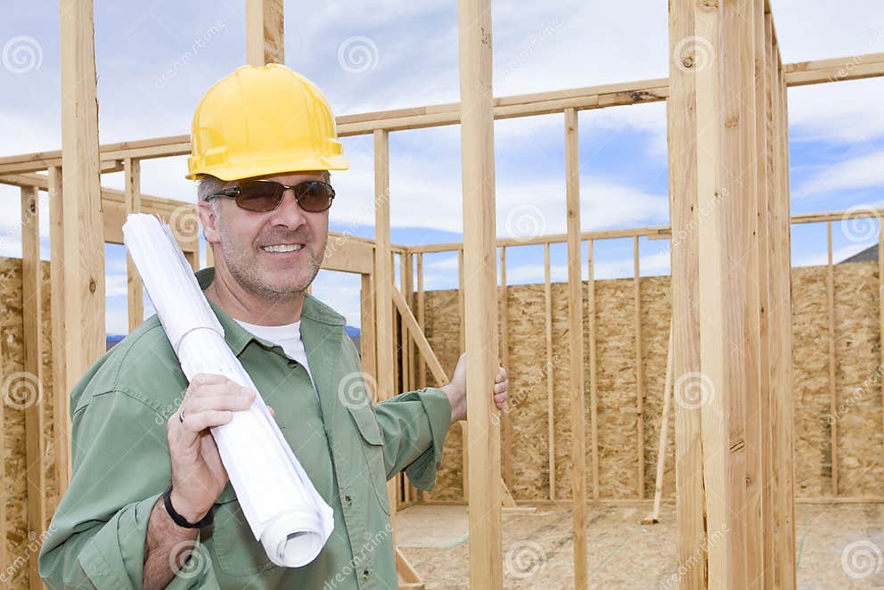 Smiling Mature Construction Manager Stock Image - Image of house, home ...