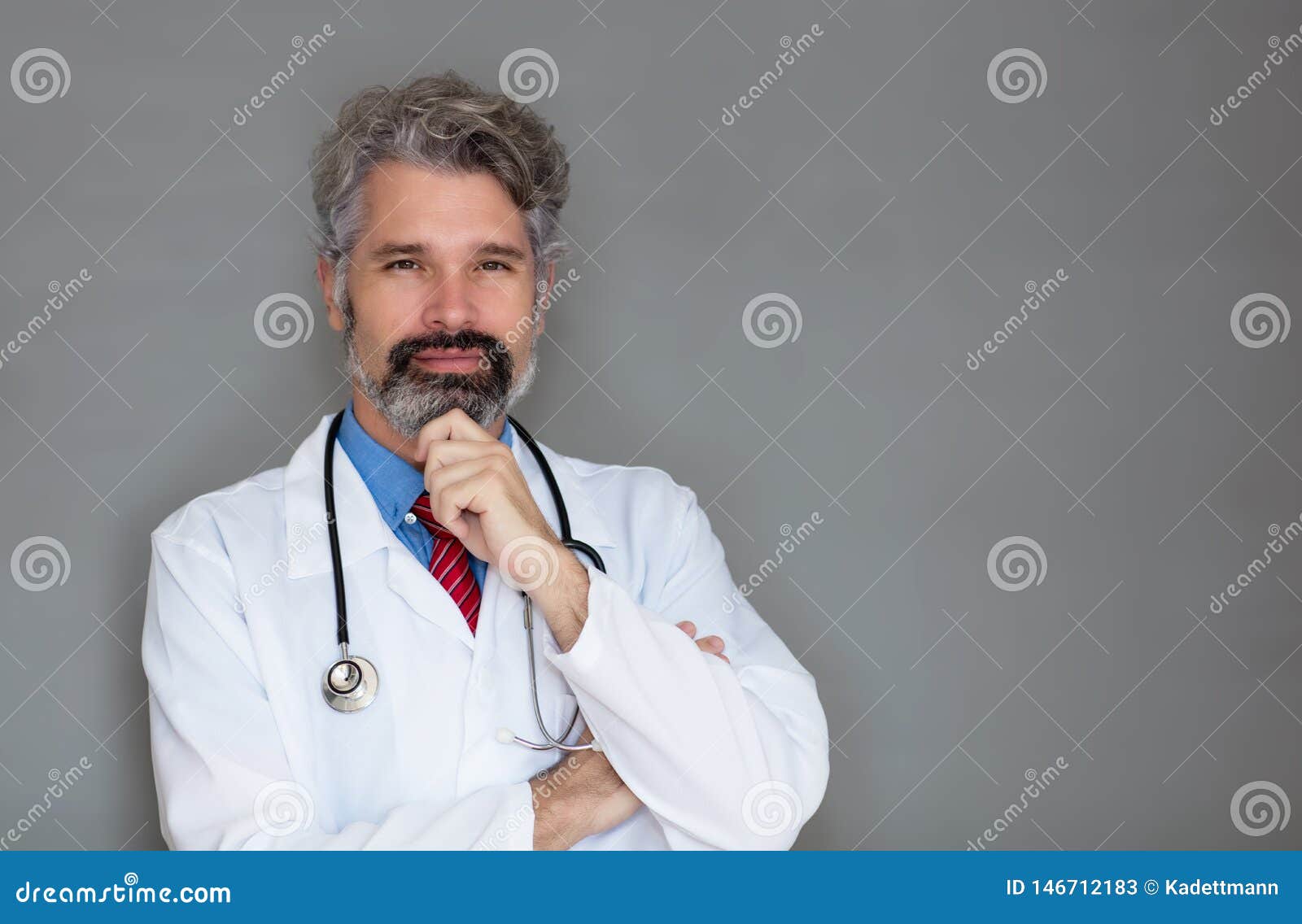 Smiling Mature Doctor with Beard and Copy Space Stock Image - Image of ...
