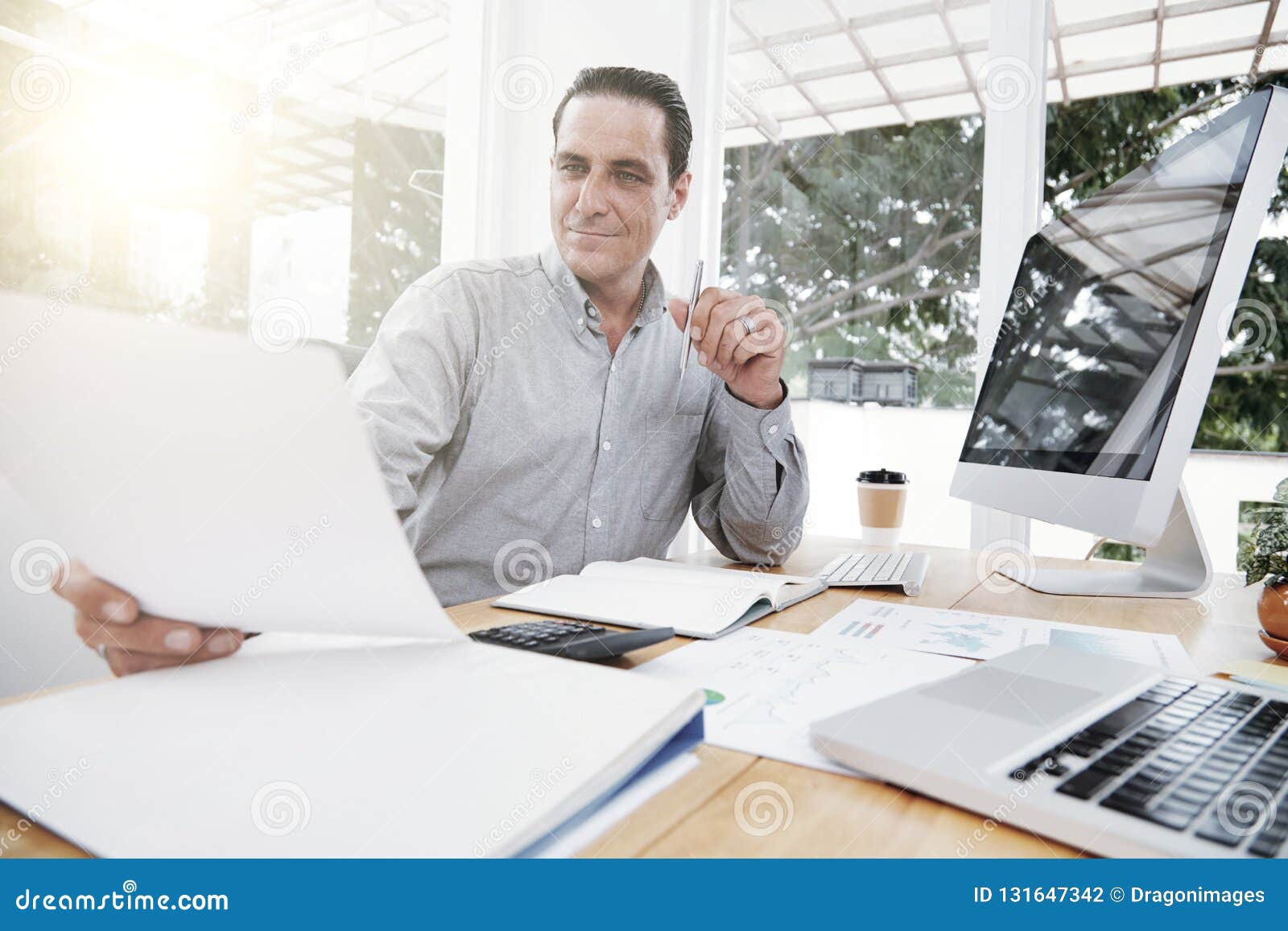 Entrepreneur Reading Report Stock Photo - Image of positive, report ...
