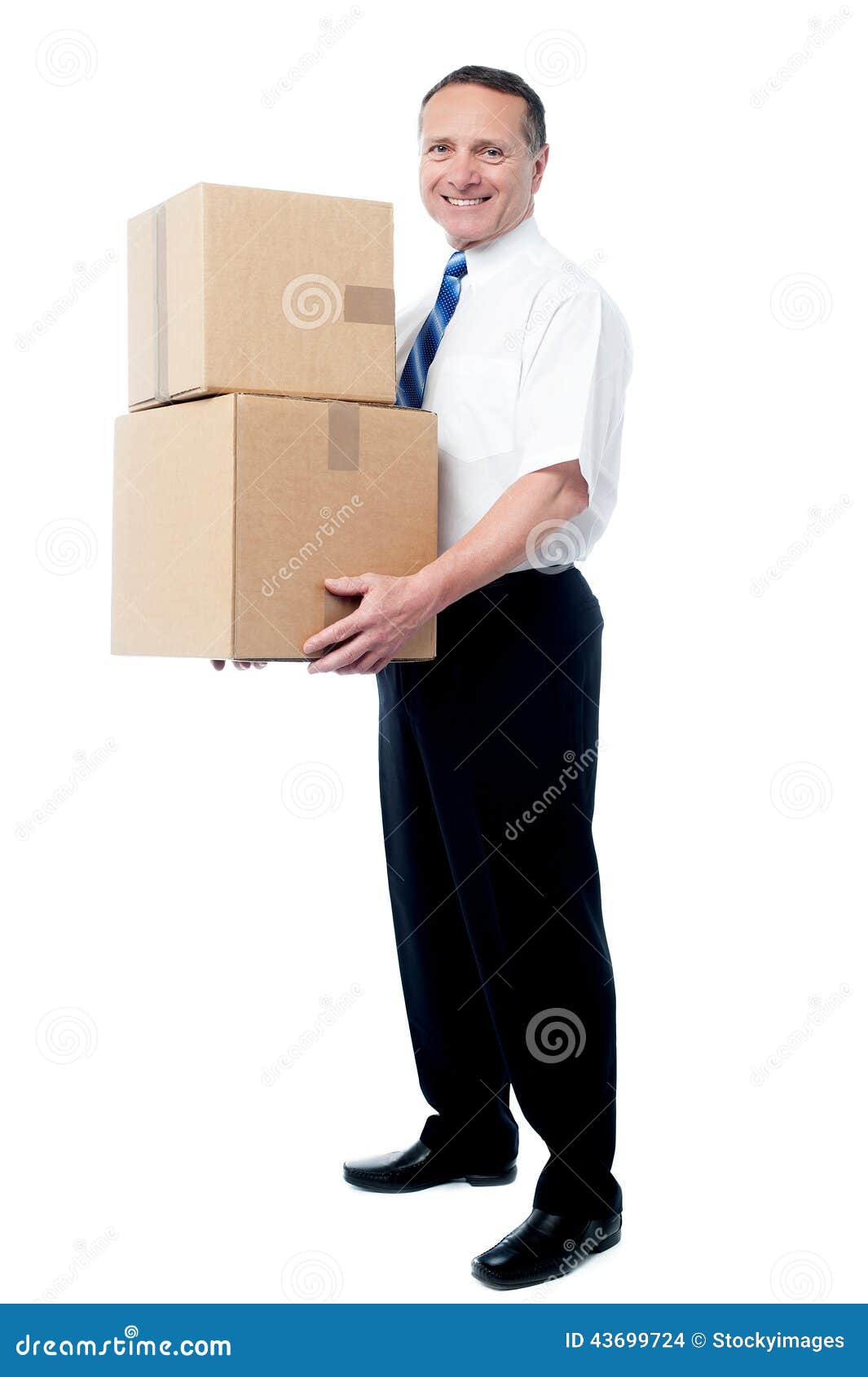 Smiling Mature Man Carrying Boxes Stock Photo - Image of cheerful ...