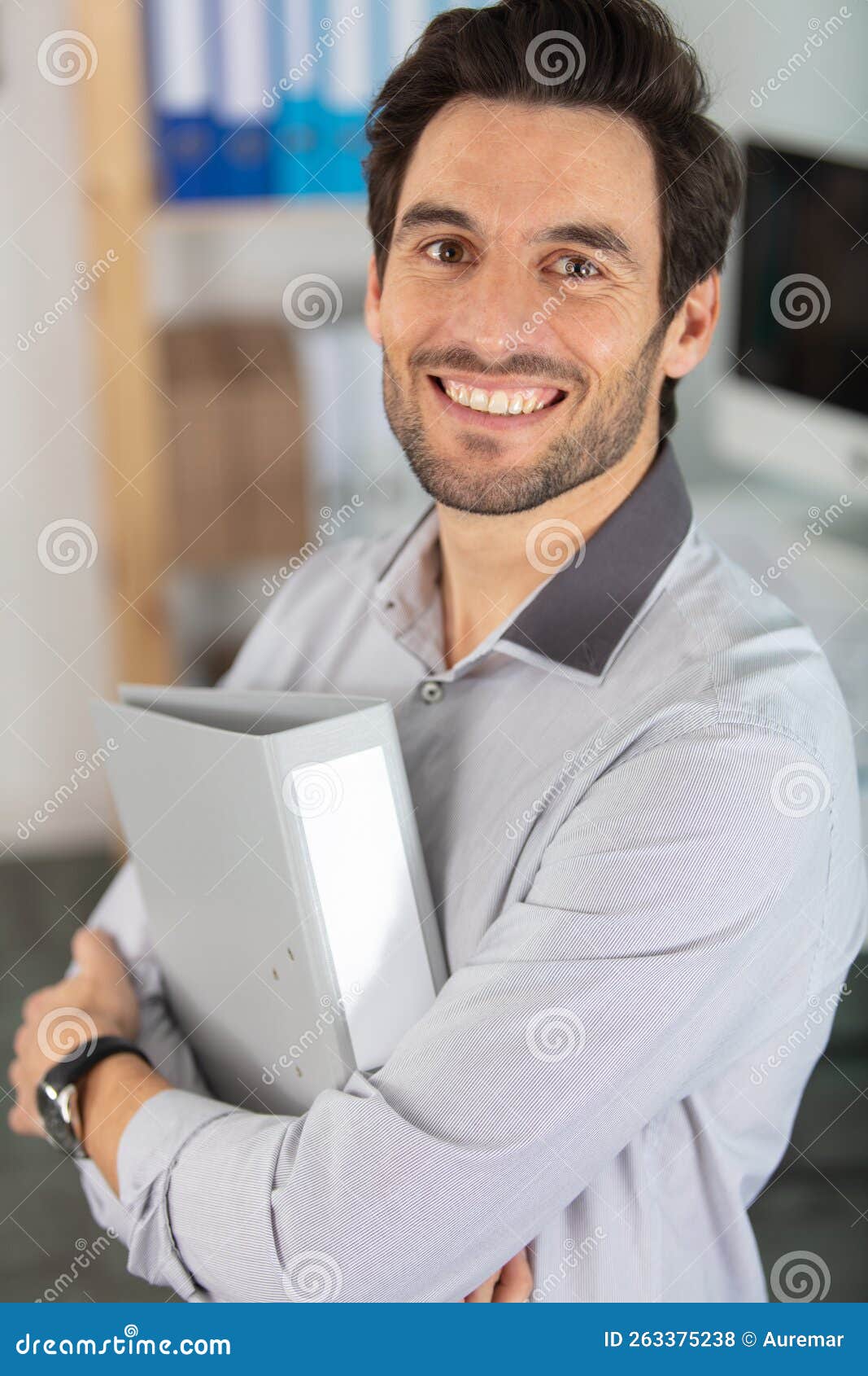 Smiling Mature Man Holding Folder Stock Photo - Image of beautiful ...