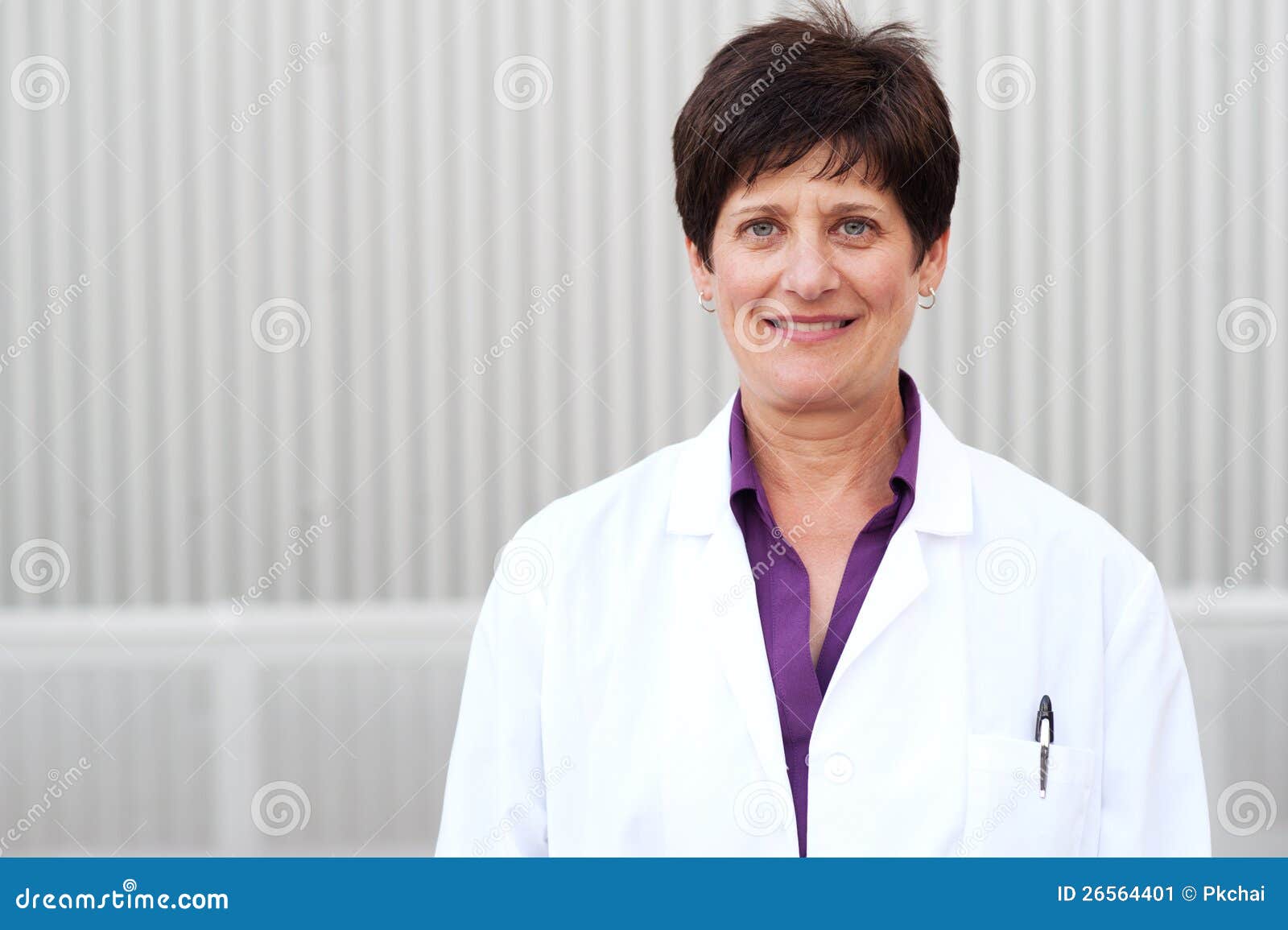 Smiling Mature Professional Woman in Labcoat Stock Image - Image of ...