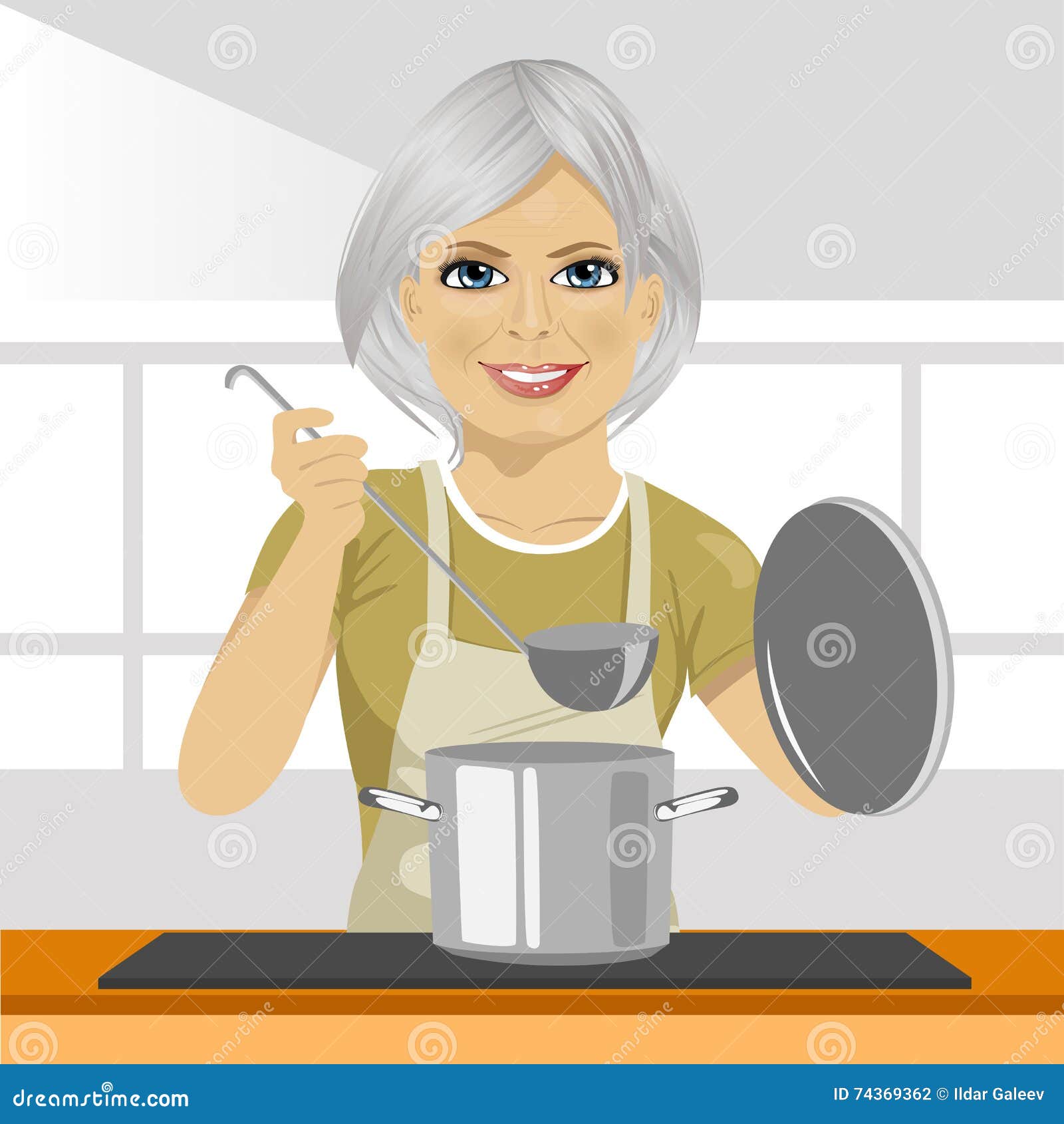 Smiling Mature Woman With Folders At Work Vector Illustration ... Smiling Mature Woman With Folders At Work Vector Illustration ...