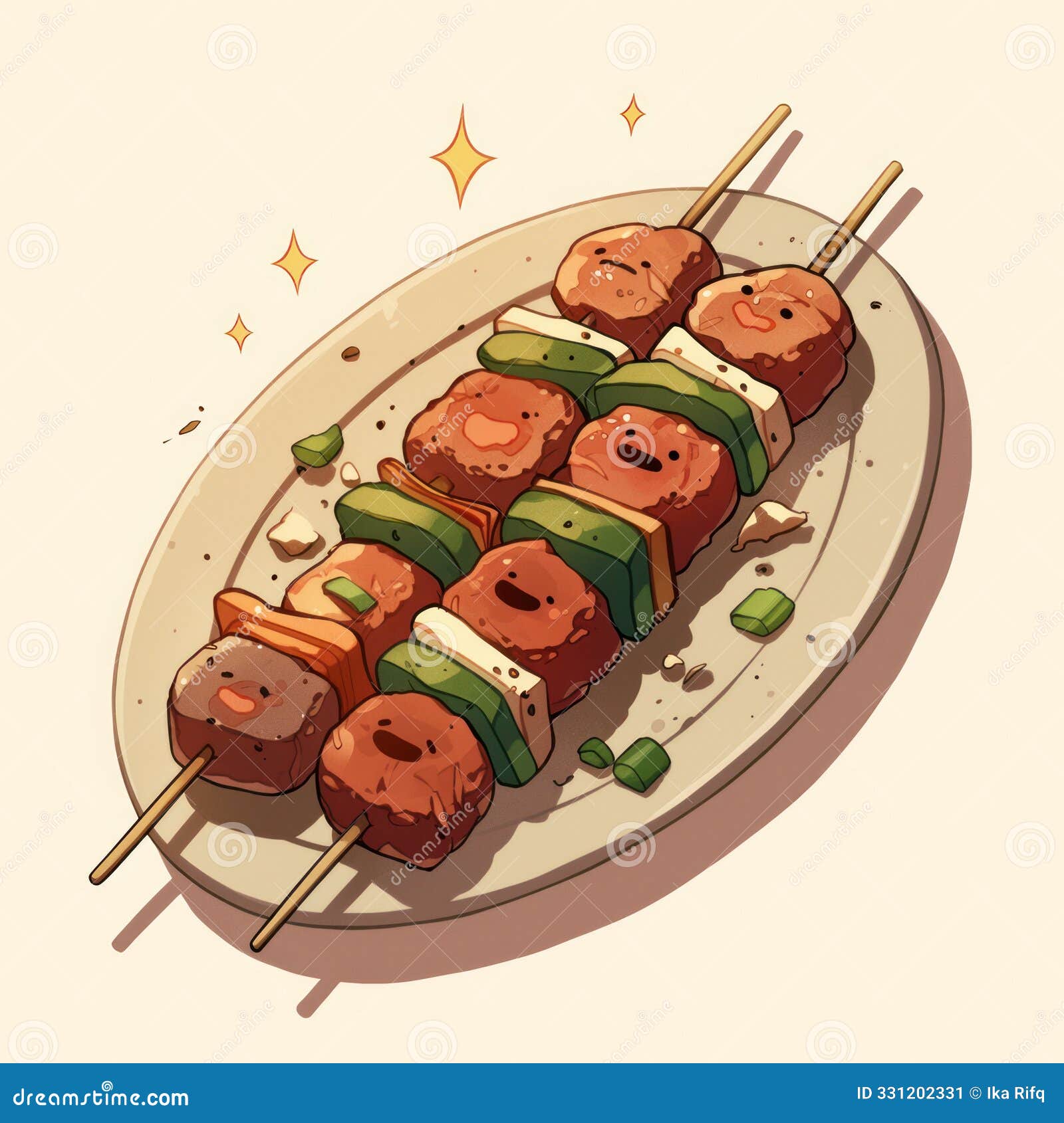 Smiling Meatballs on Skewers Illustration Stock Illustration ...