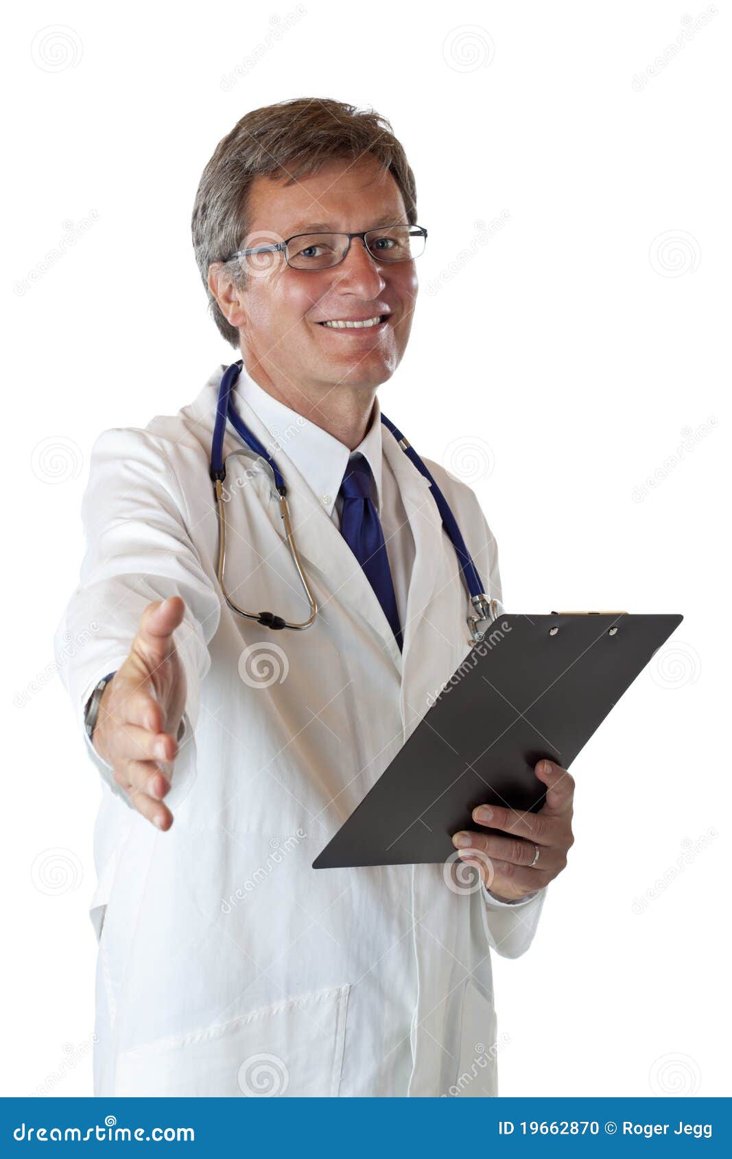 Smiling Medical Doctor Offering Hand for Handshake Stock Photo - Image ...