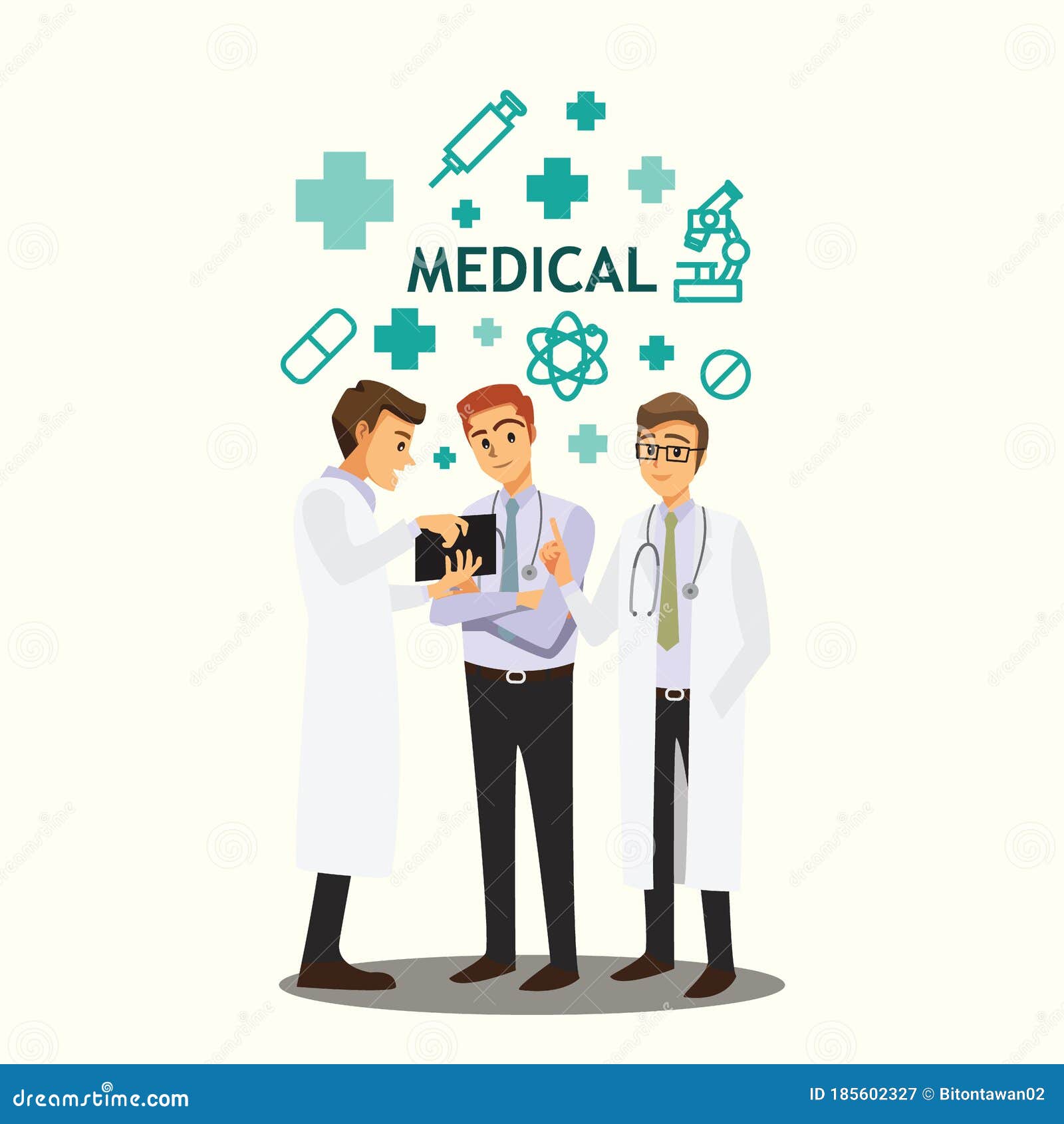 Medical Doctors Group People Intern Lecture Human Body Heart Cartoon ...