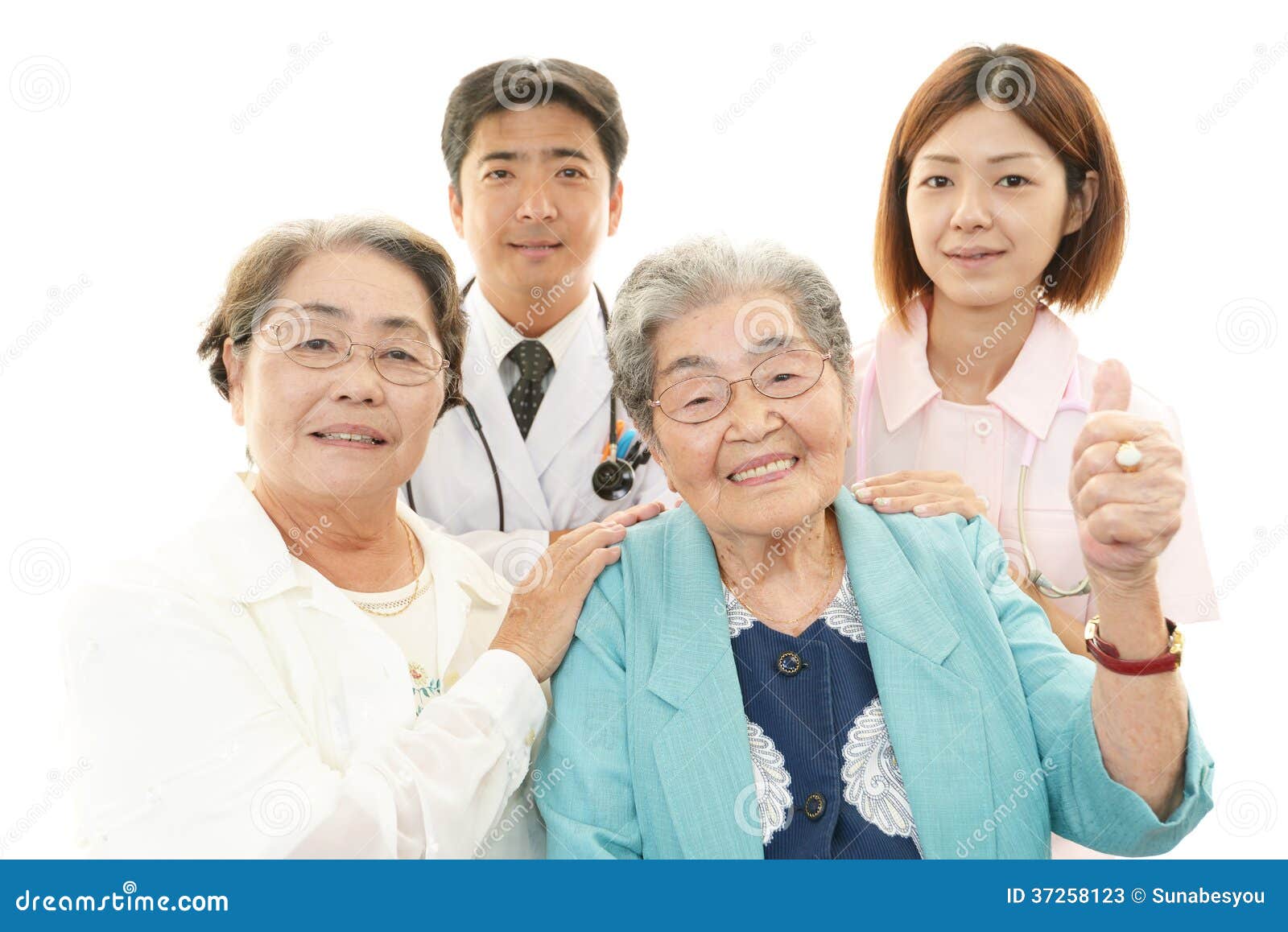 Smiling Medical Staff with Old Women Stock Image - Image of elderly ...