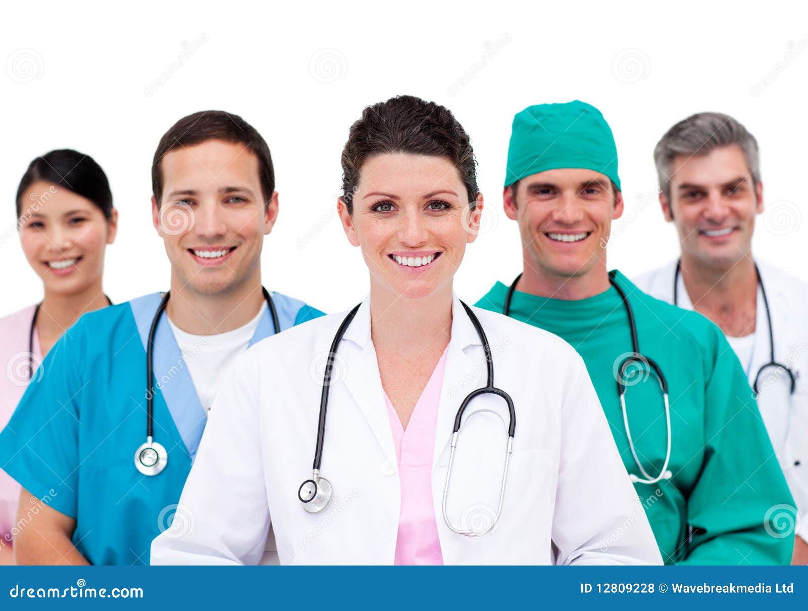 Smiling Medical Team in Hospital Stock Photo - Image of scrubs ...