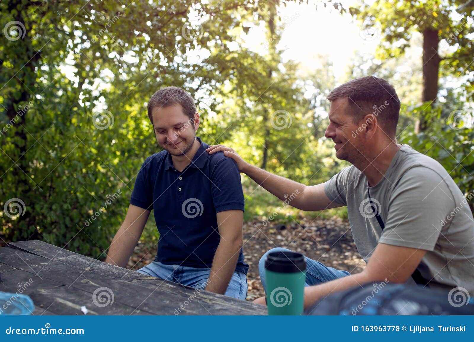 Smiling Men Enjoying Peaceful Sunny Day Stock Photo - Image of love ...