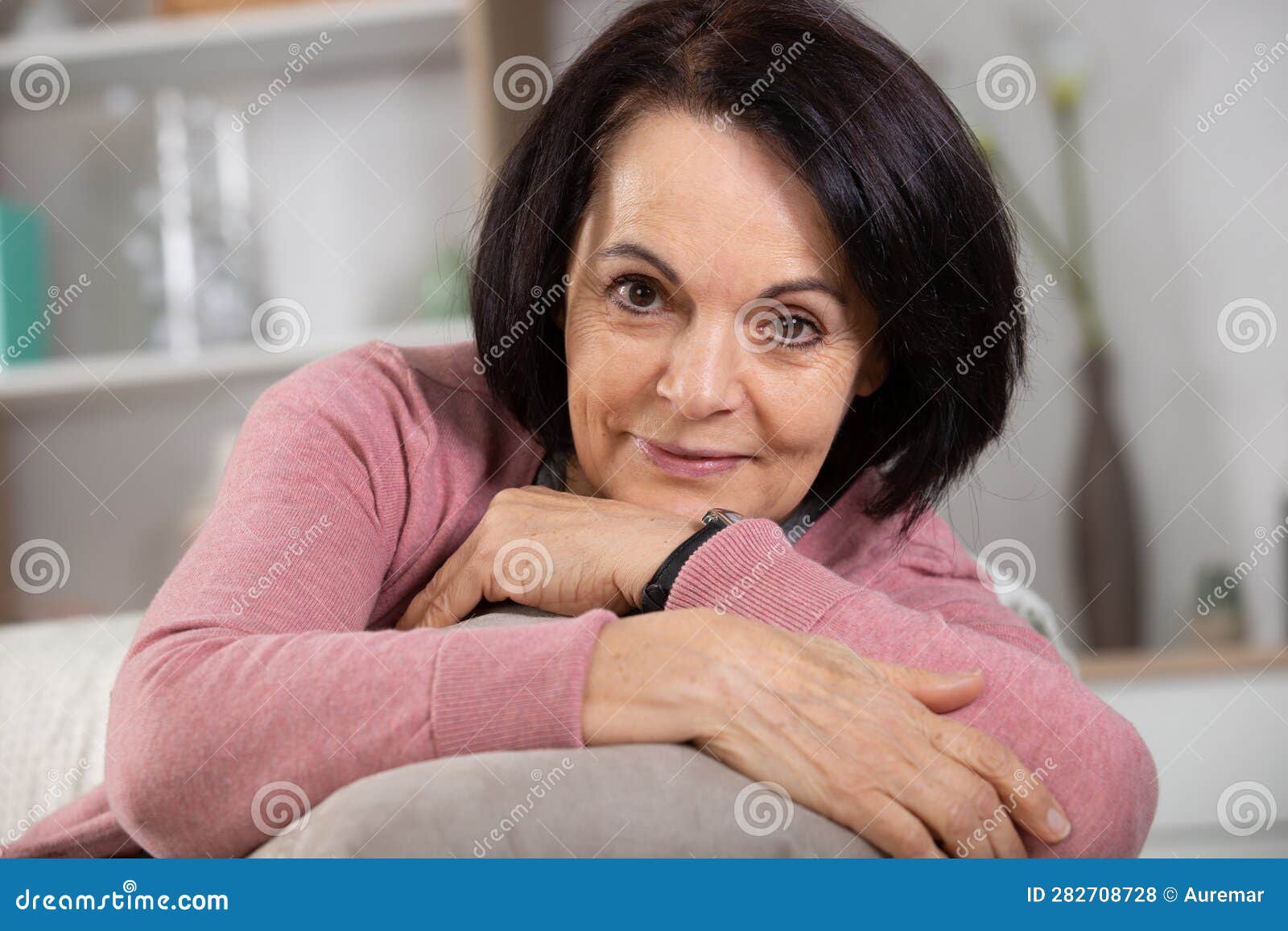 Smiling Middle Aged Mature Woman Looking at Camera Stock Photo - Image ...