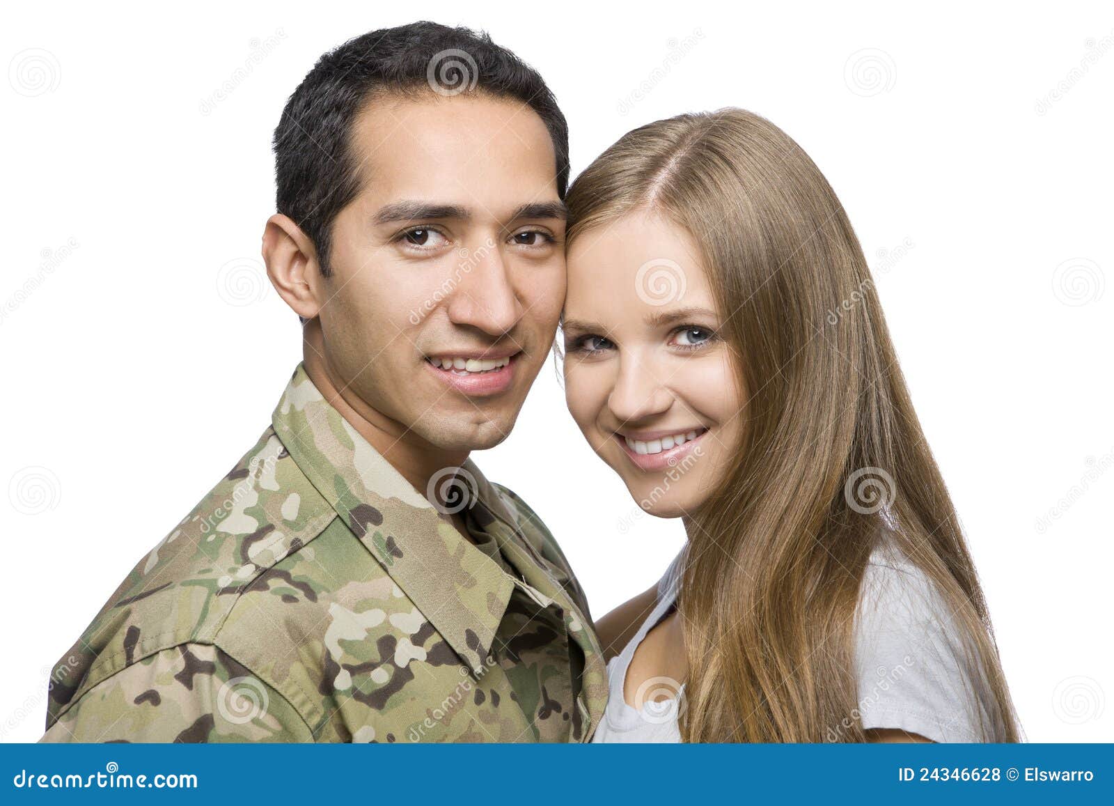 Smiling Military Couple Pose for a Portrait Stock Photo - Image of ...