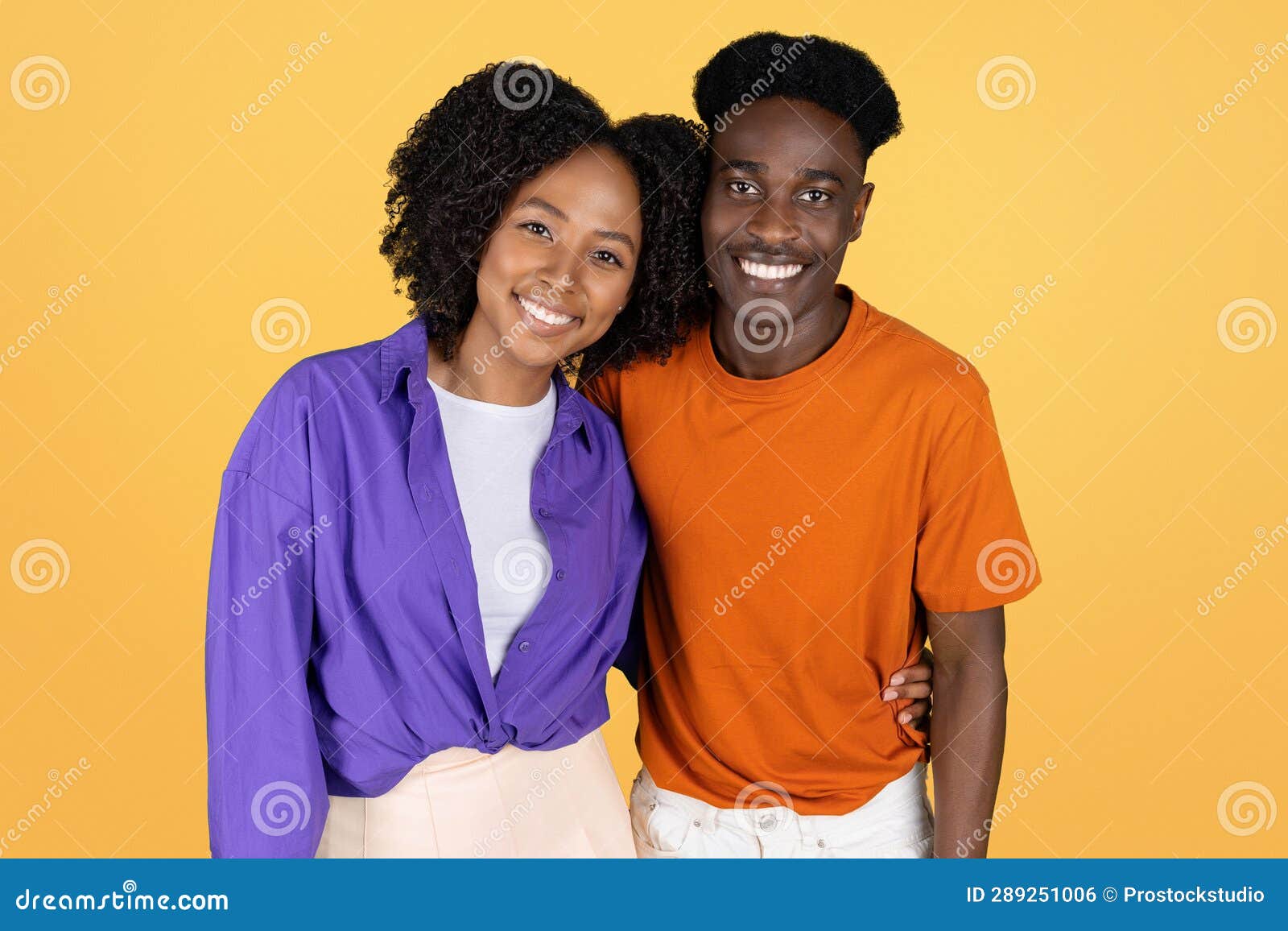 Smiling Millennial Black Wife Hugging Husband In Casual Enjoy Date
