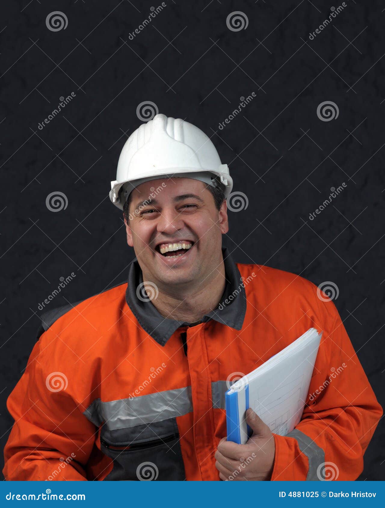 Smiling Mine Worker with File Stock Image - Image of ecstatic, festive ...
