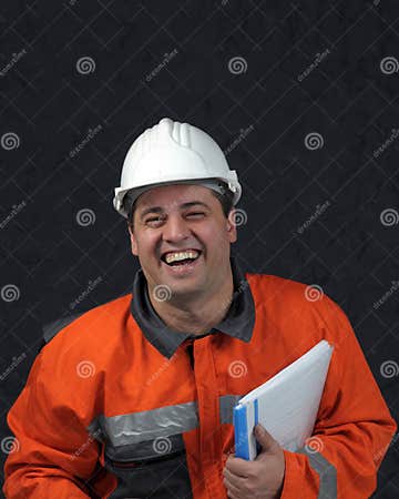 Smiling Mine Worker with File Stock Image - Image of ecstatic, festive ...