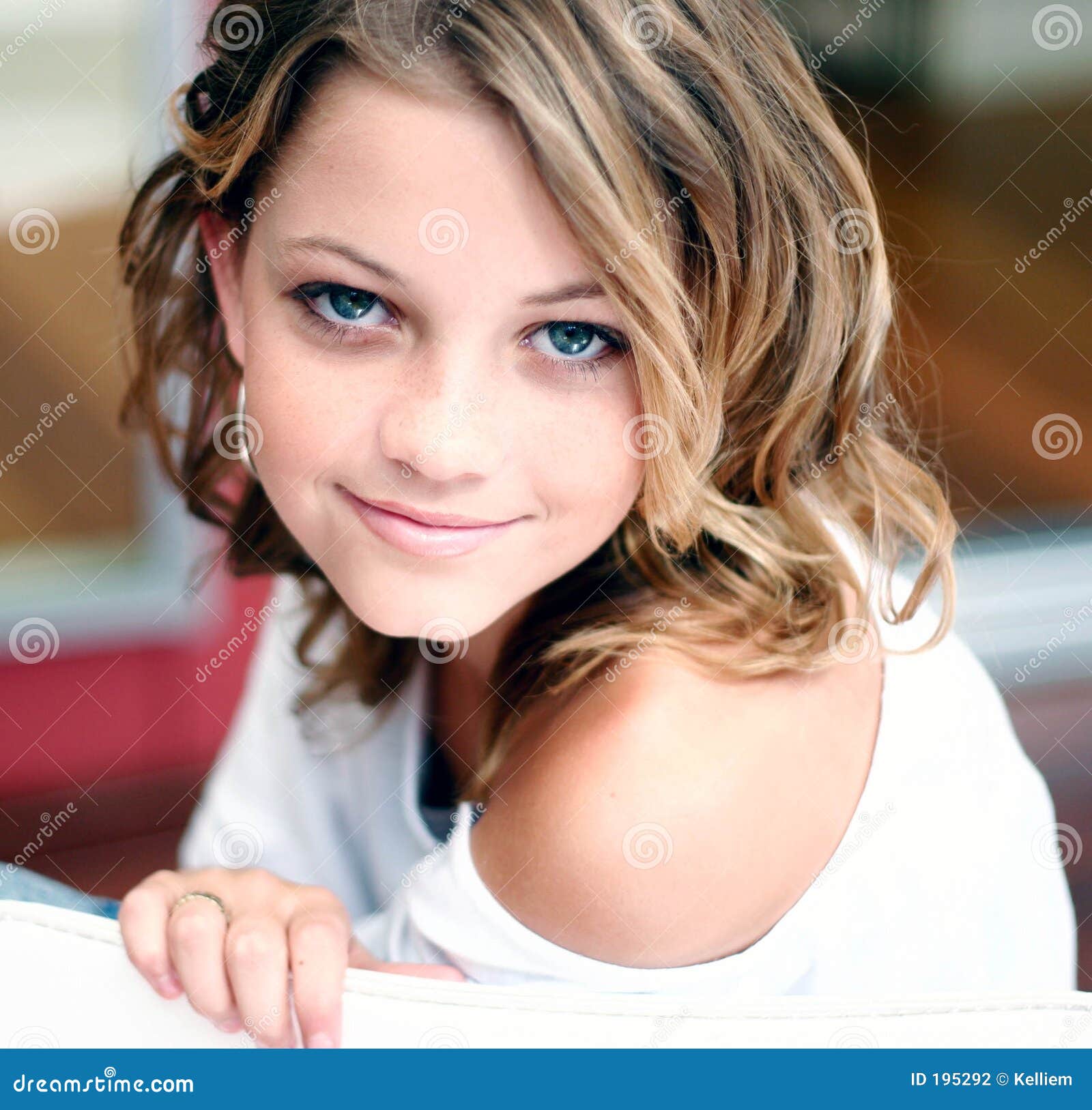 Smiling model stock photo. Image of eyes, girl, blue, expressions - 195292