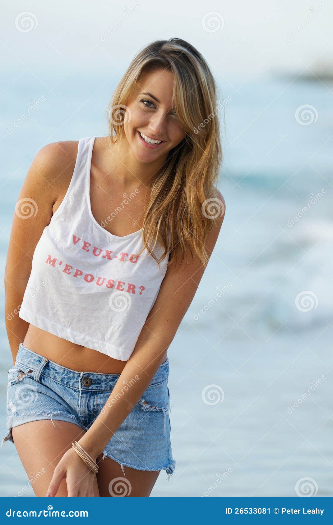 Smiling Model at the Beach stock image. Image of female - 26533081