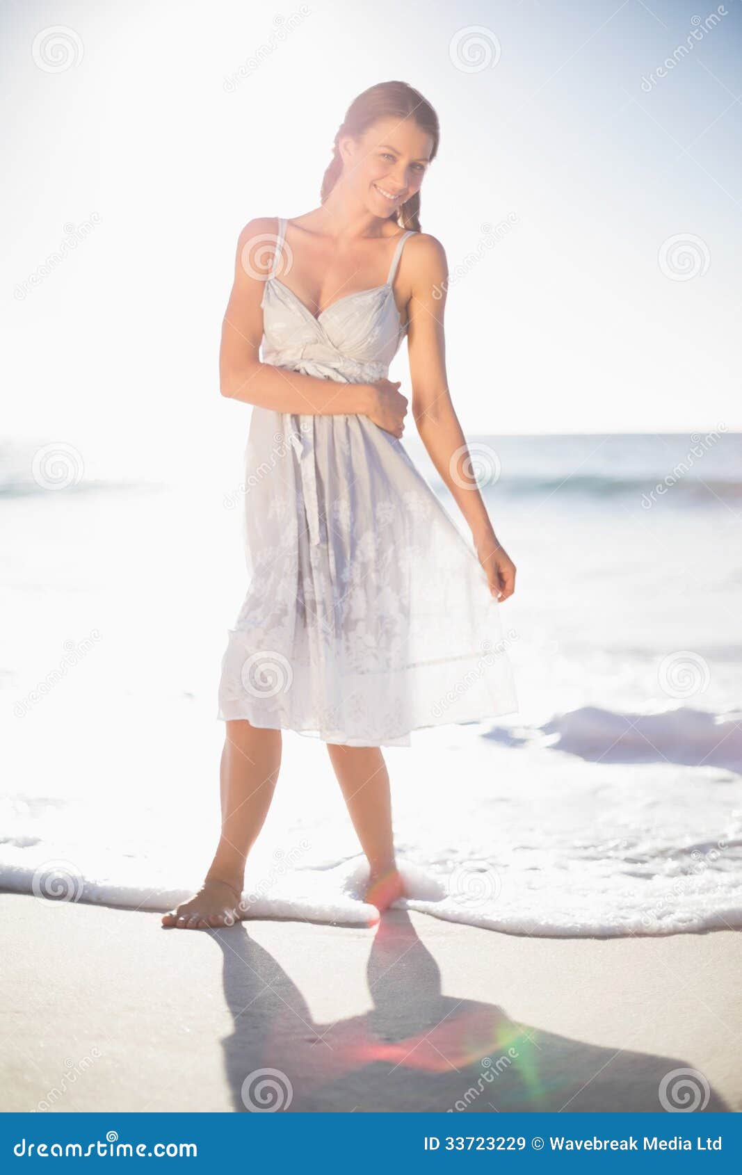 Smiling Model in Summer Dress Posing Stock Image - Image of glamour ...