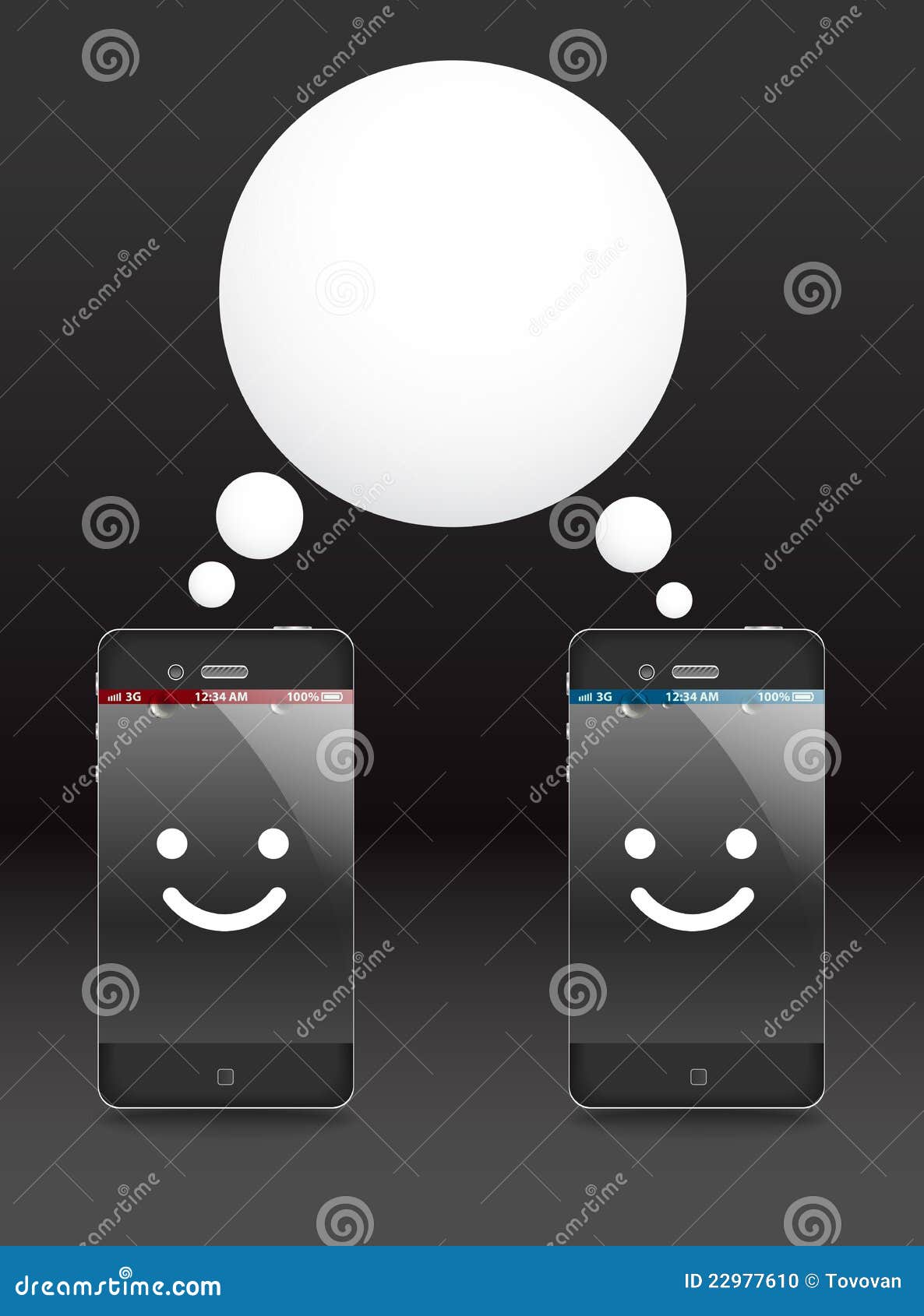 Smiling Modern Phones with Speech Cloud Stock Vector - Illustration of ...
