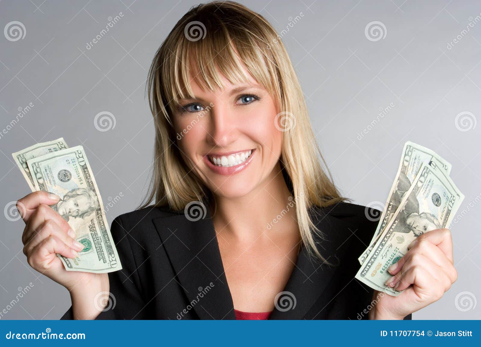 Smiling Money Woman stock photo. Image of people, blond - 11707754