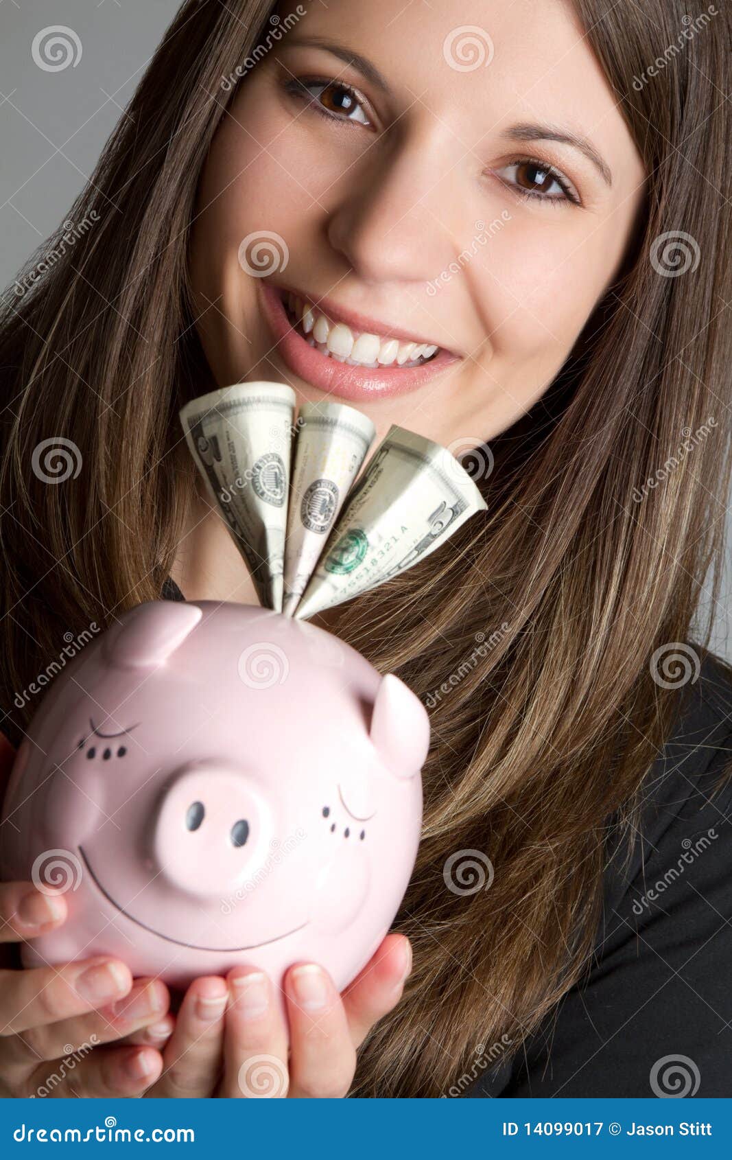 Smiling Money Woman stock image. Image of closeup, happy - 14099017