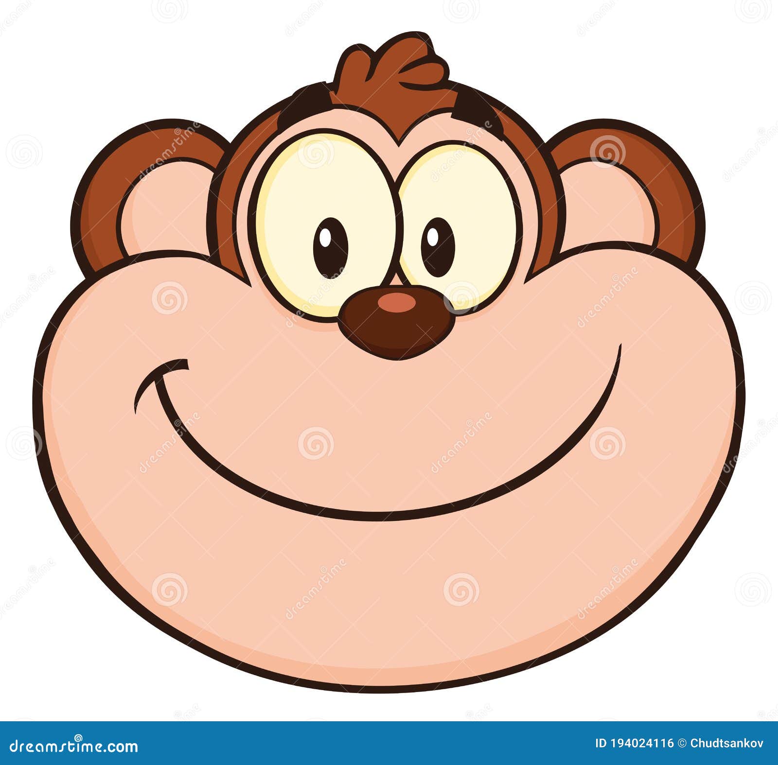Smiling Monkey Face Cartoon Character Stock Vector - Illustration of ...