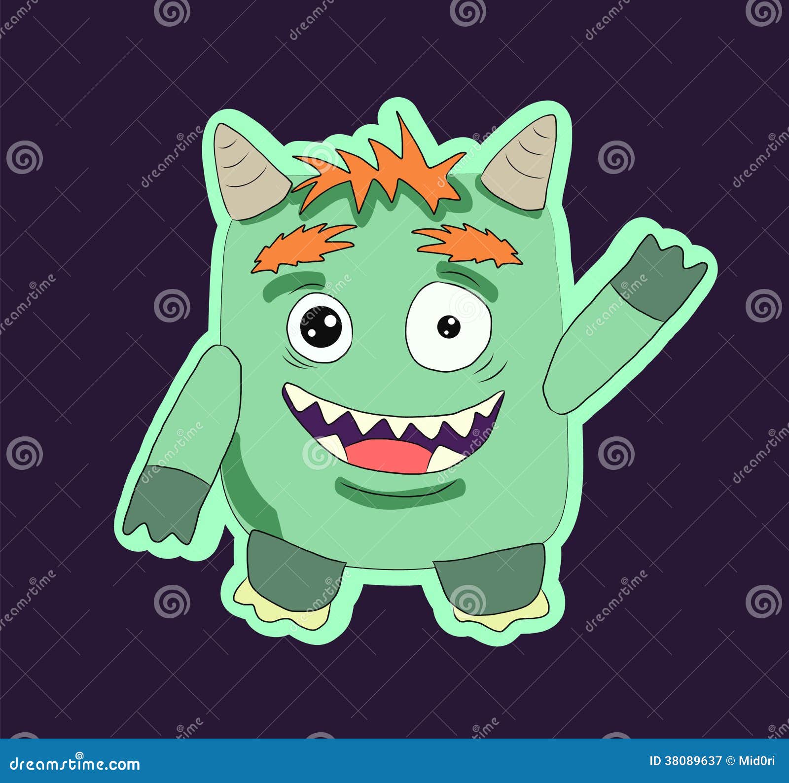 Smiling monster stock vector. Illustration of hand, character - 38089637
