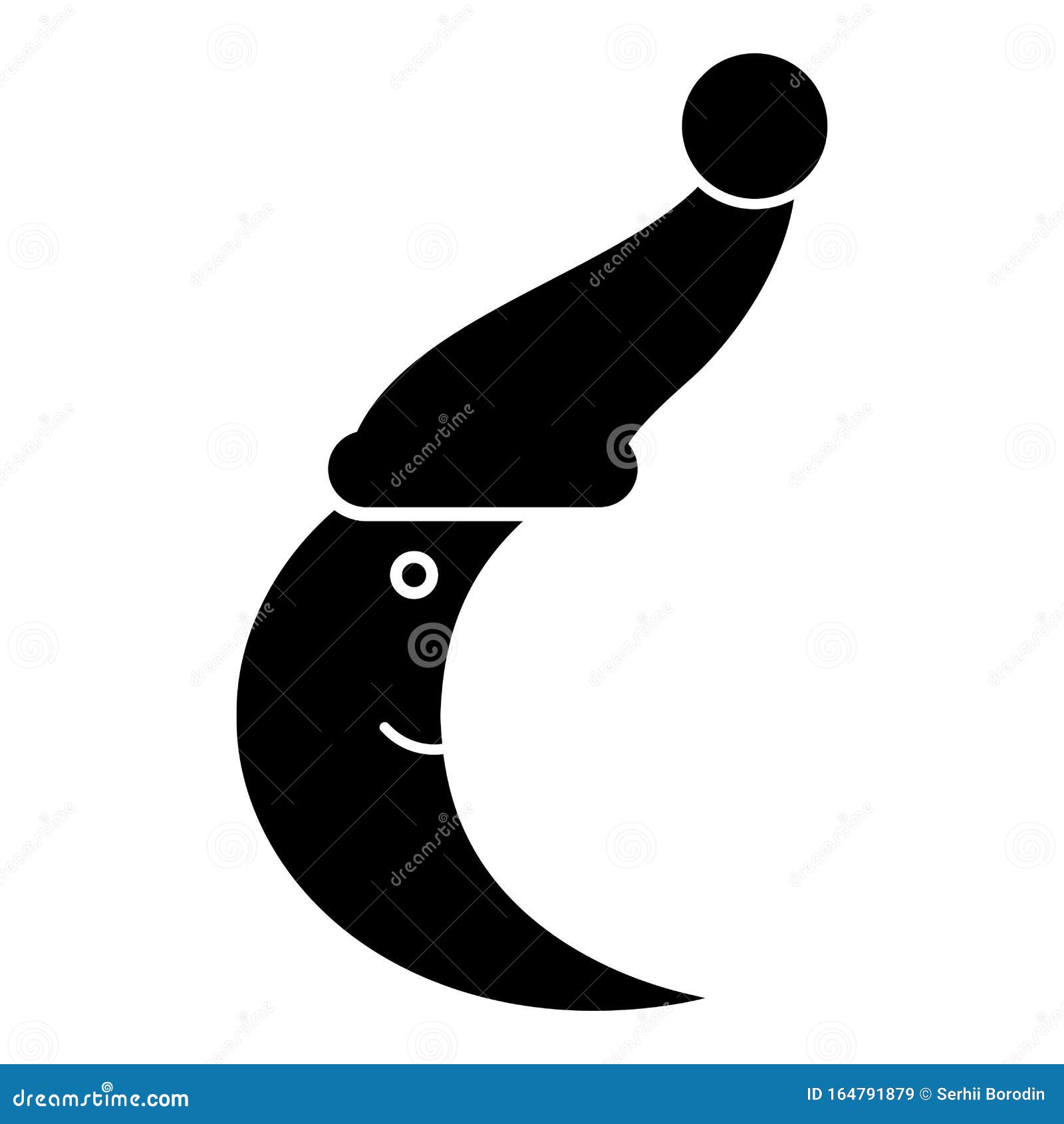 Smiling Moon with Nightcap Icon Black Color Vector Illustration Flat ...