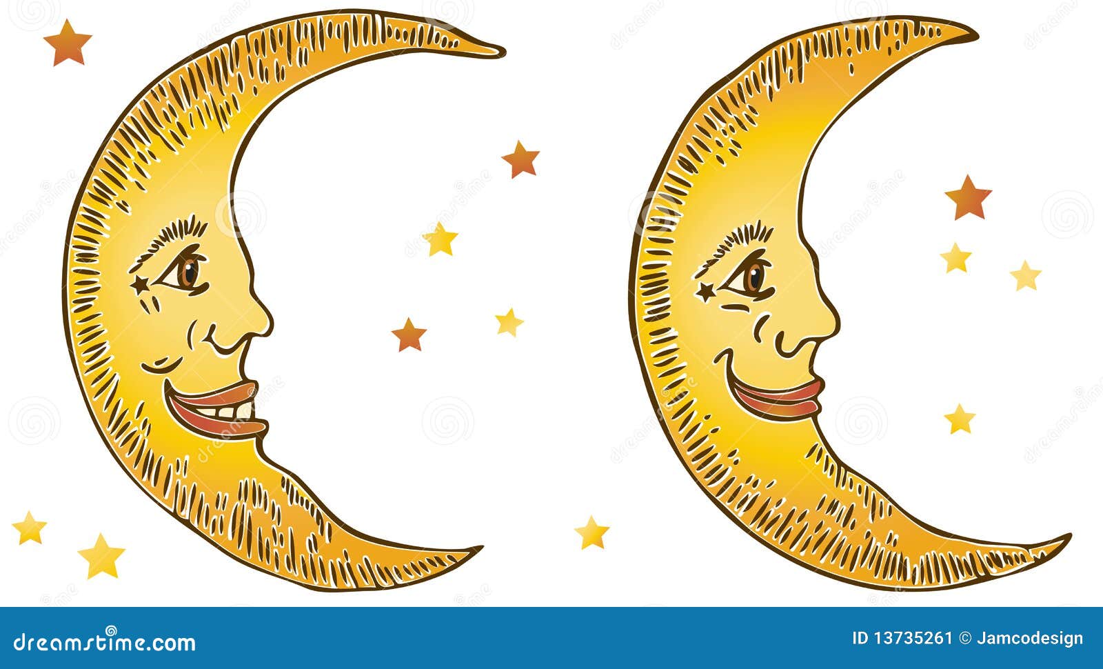 Smiling Moons stock vector. Illustration of yellow, crescent - 13735261