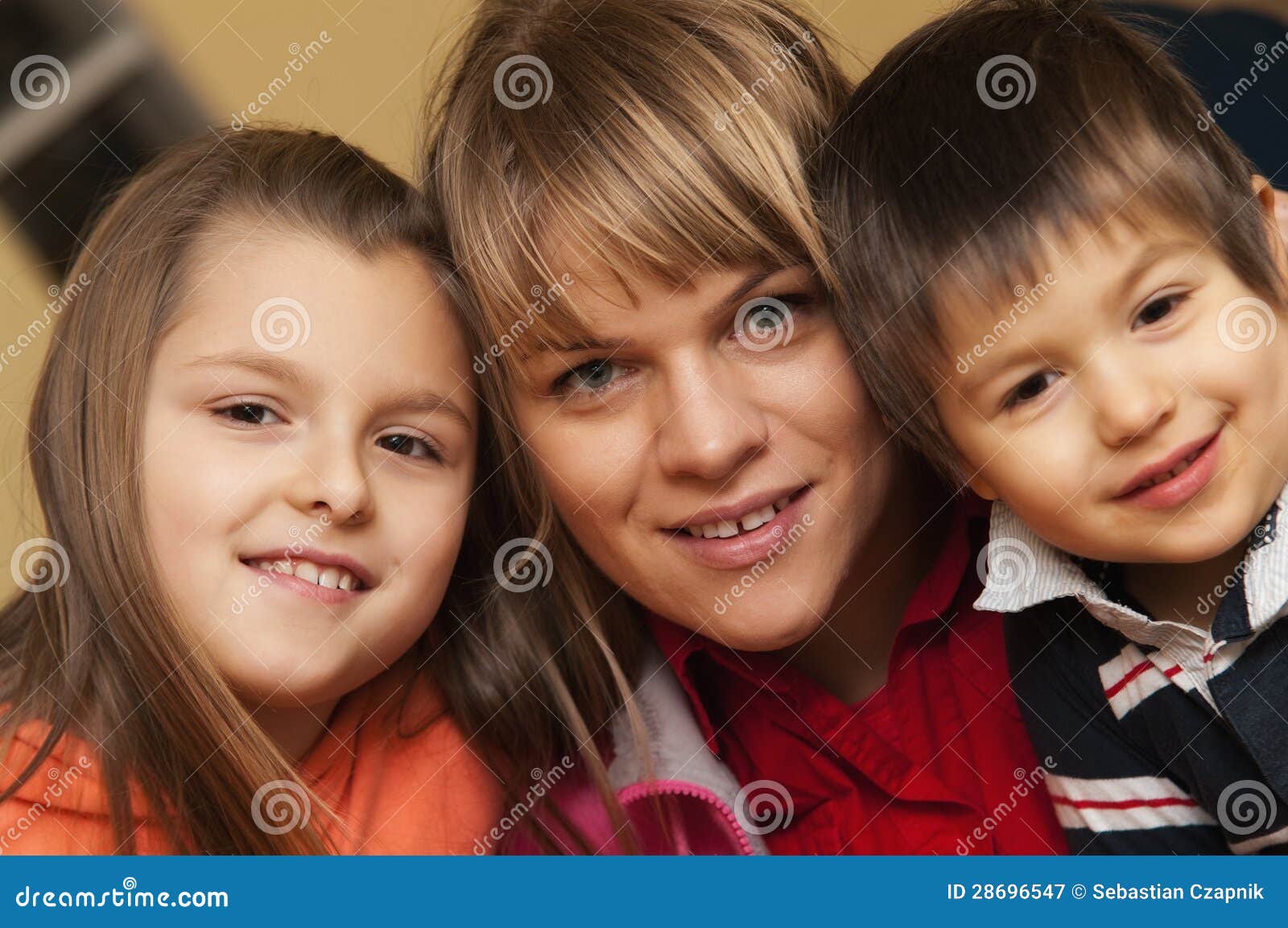 Smiling Mother and Children Stock Image - Image of female, family: 28696547