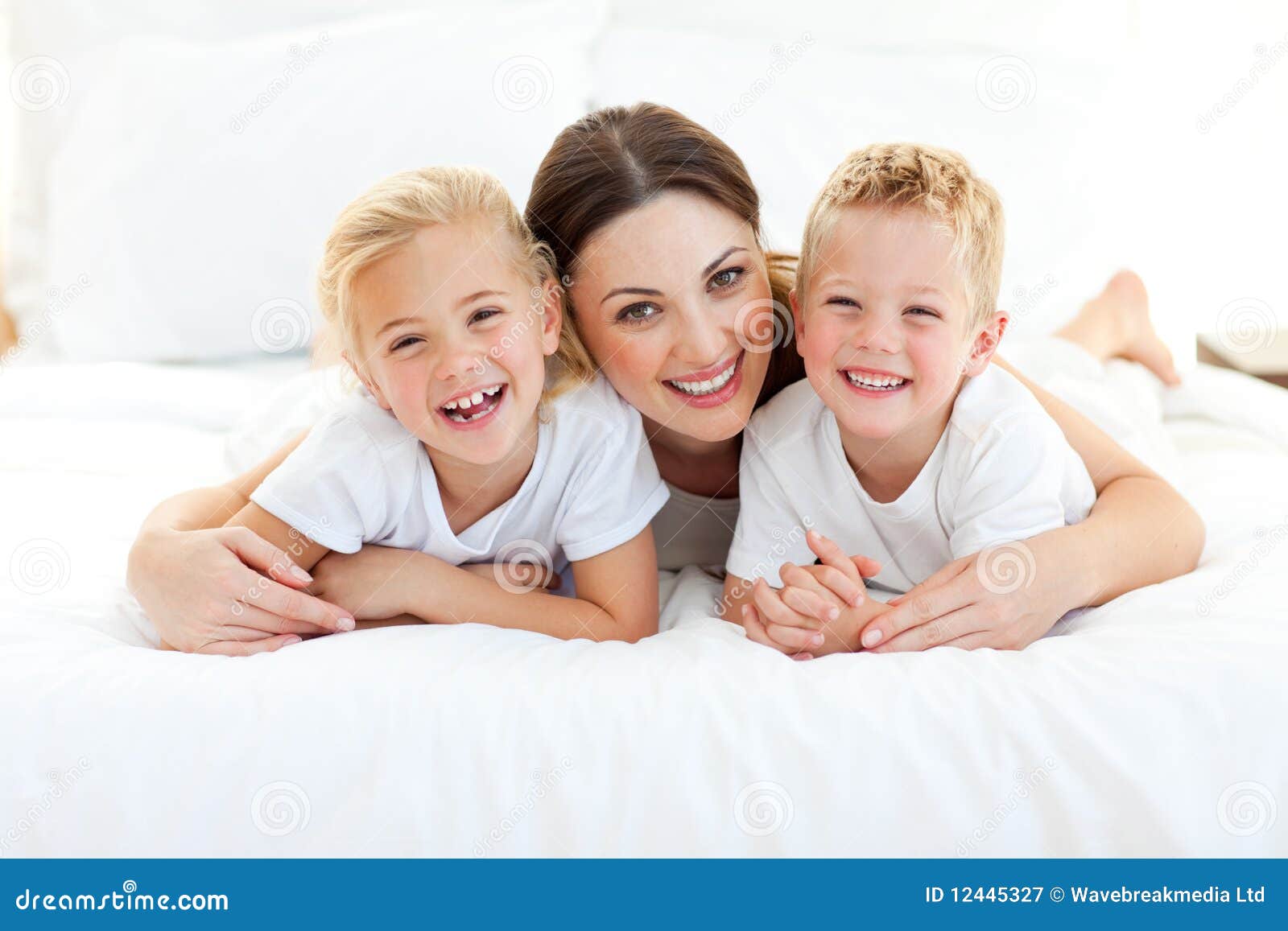 Smiling Mother and Her Children Stock Image - Image of love, laughing ...