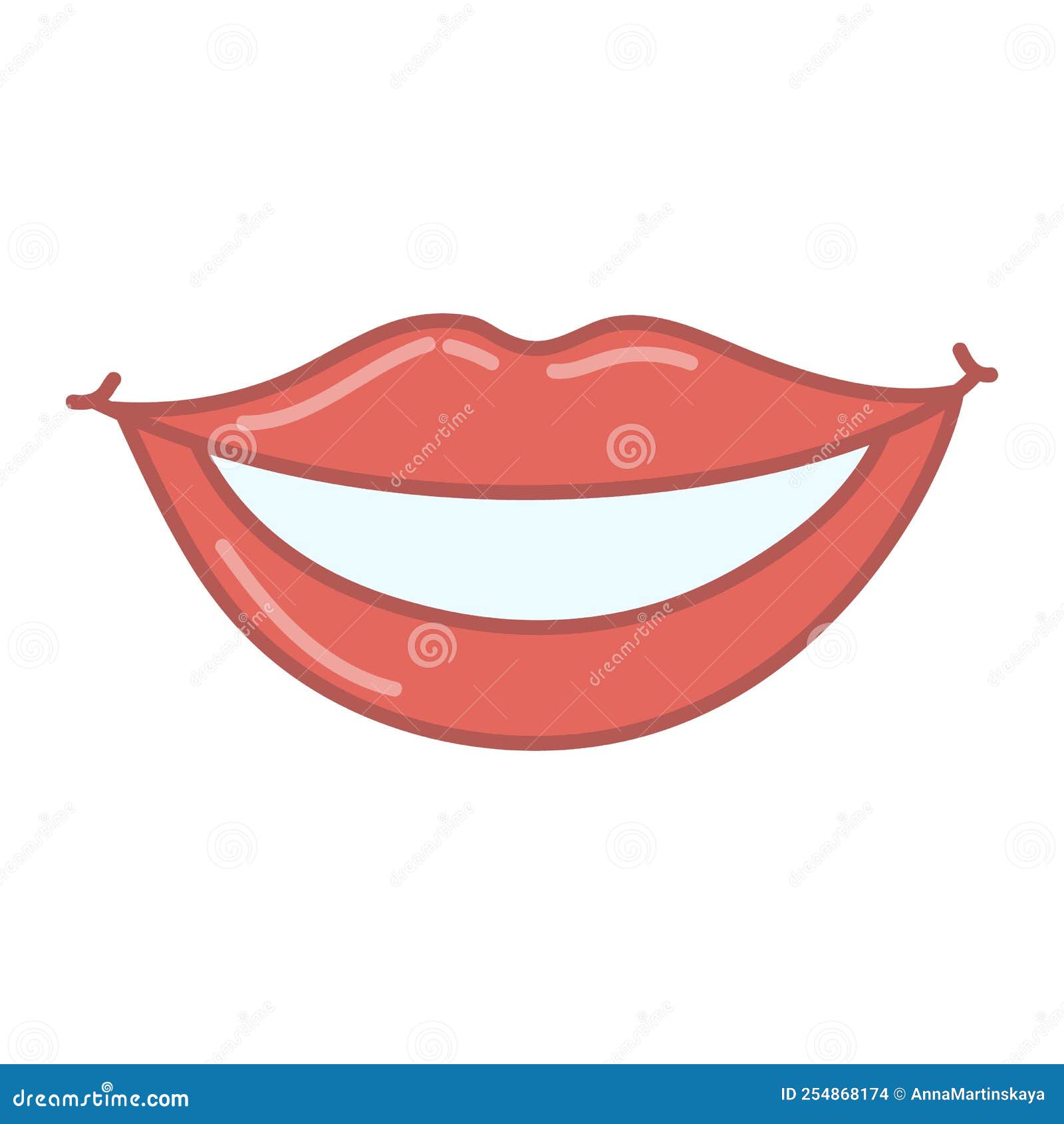 Smiling Mouth. Red Lips. Cartoon Style Stock Vector - Illustration of ...