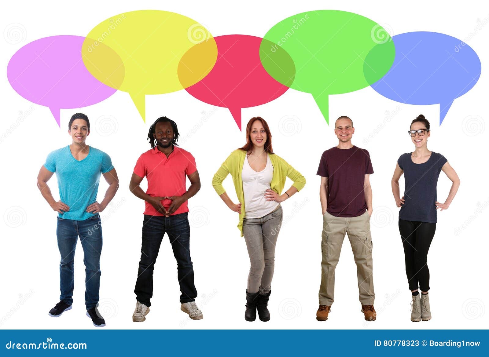 Smiling Multi Ethnic Group of People Talking Speaking Saying Speech ...