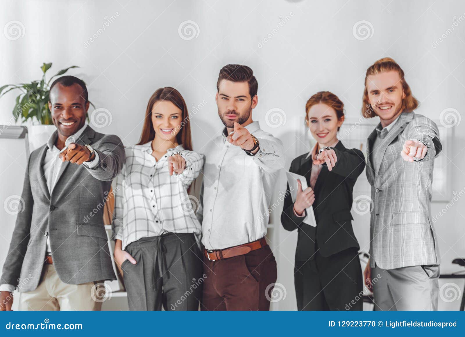 Smiling Multicultural Businesspeople Pointing Stock Illustration ... Smiling Multicultural Businesspeople Pointing Stock Illustration ...