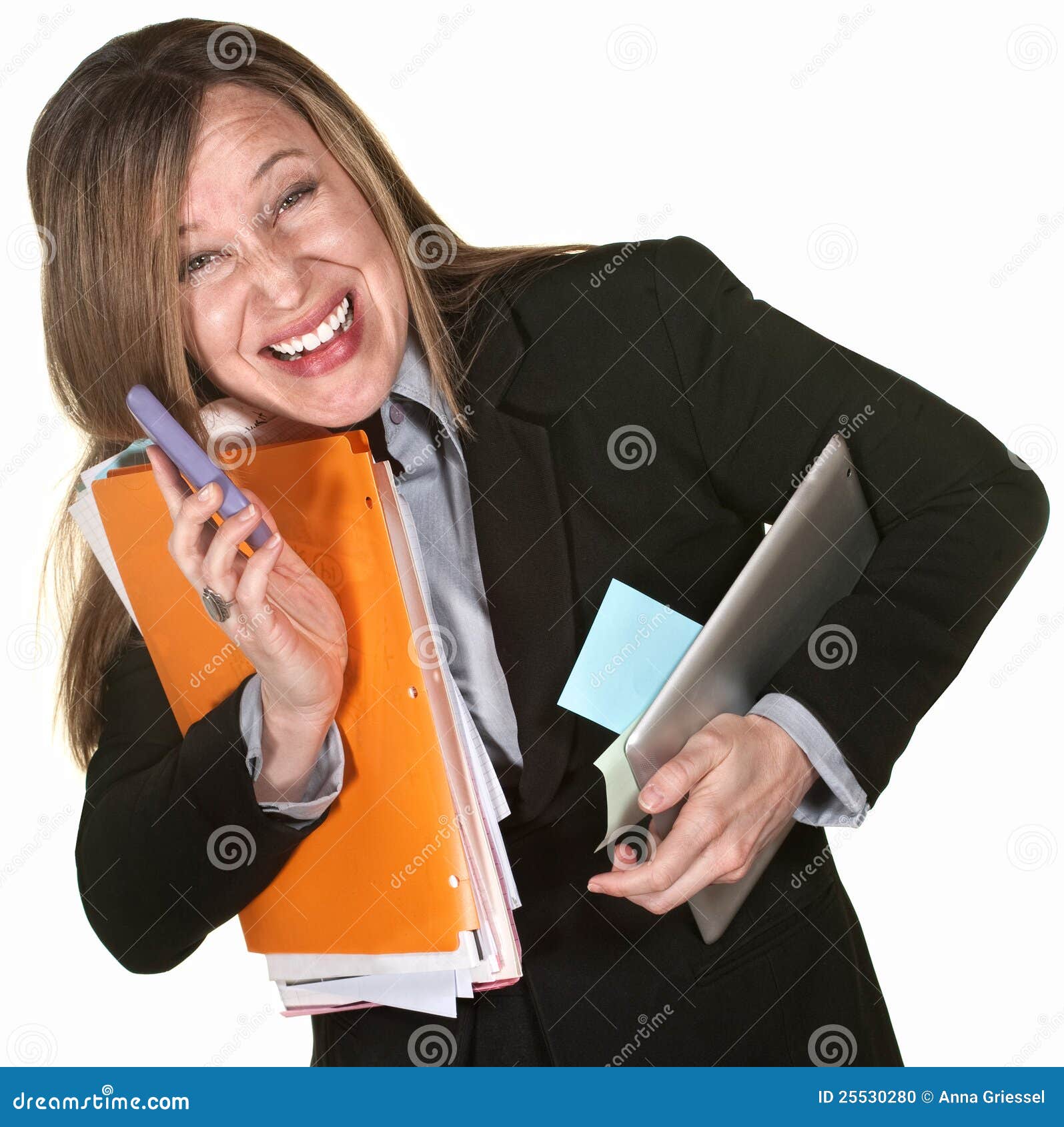 Smiling Multitasking Woman stock photo. Image of busy - 25530280